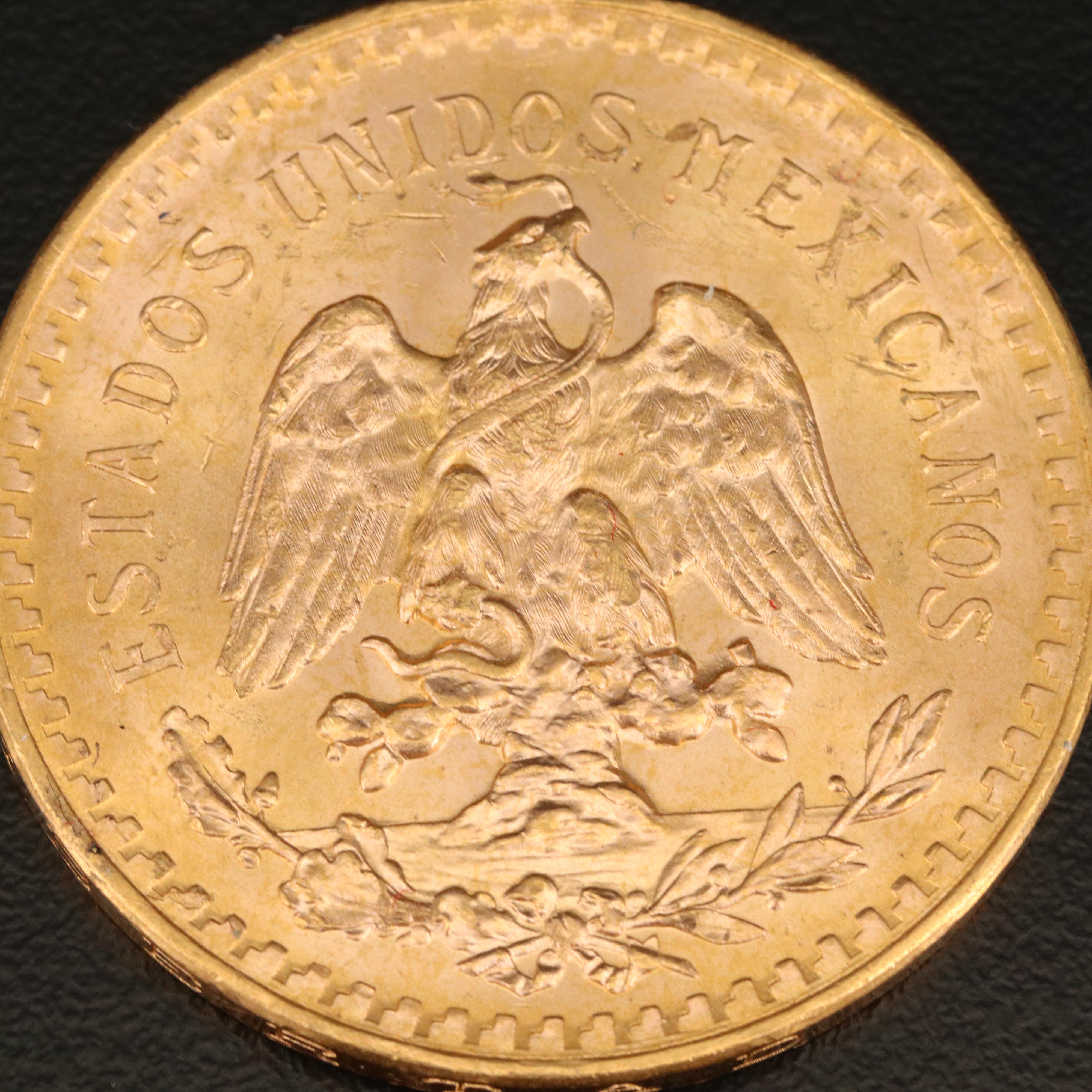 1947 Gold Mexican Centenario 50 Peso Coin | EBTH