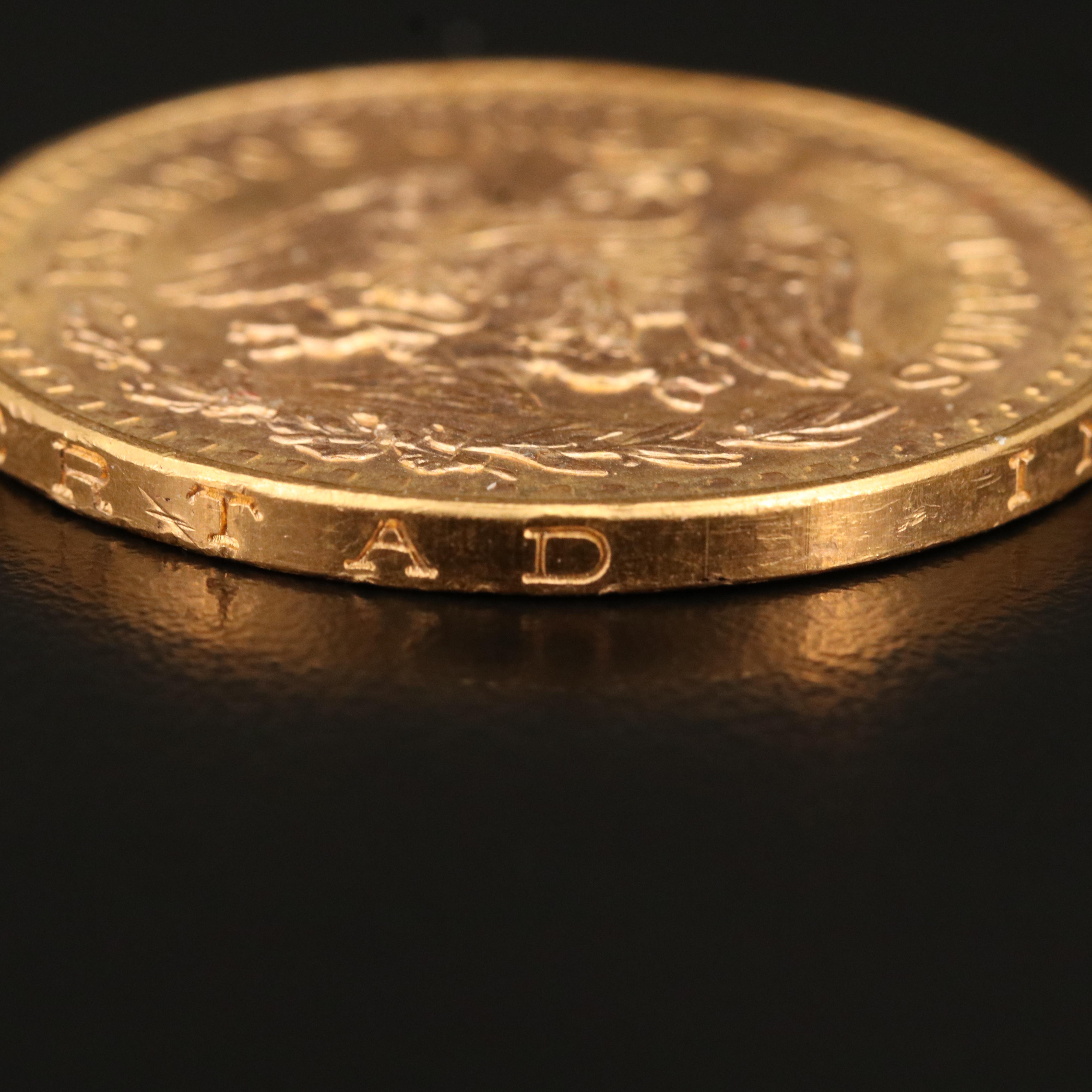 1947 Gold Mexican Centenario 50 Peso Coin | EBTH