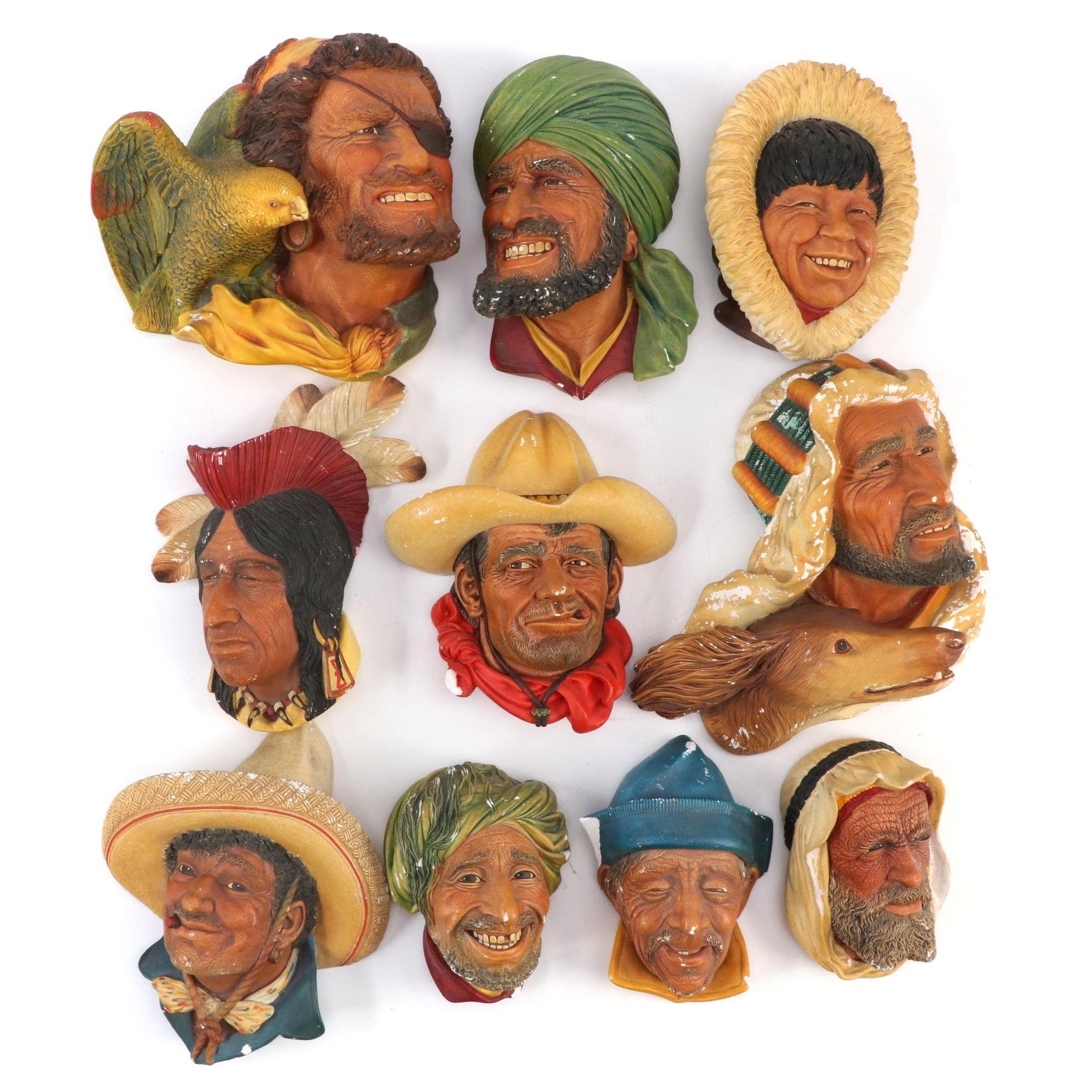 Bosson's Chalkware Character Head Wall Hangings, Mid-20th Century | EBTH