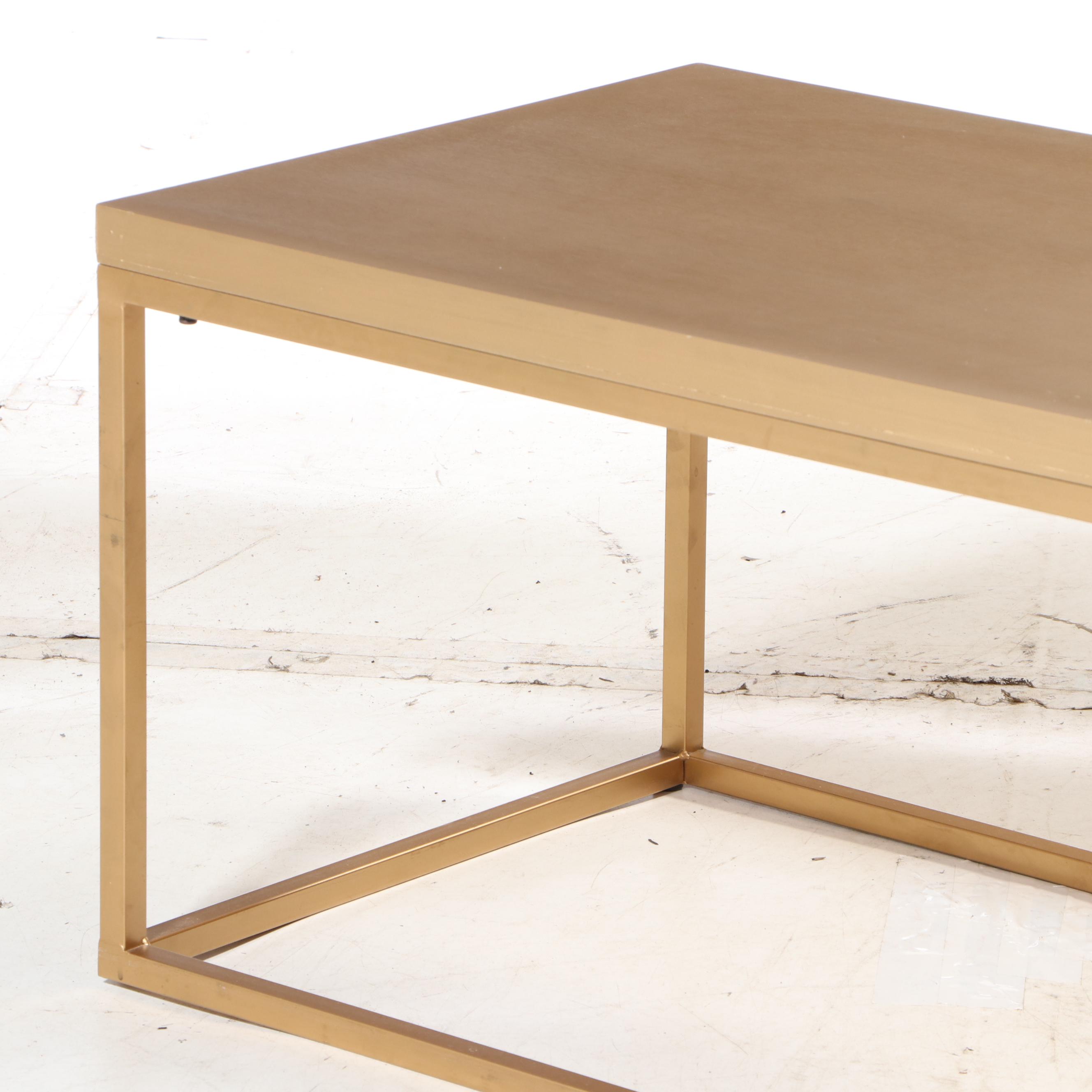 Modernist Style Gold Tone Metal Coffee Table | EBTH