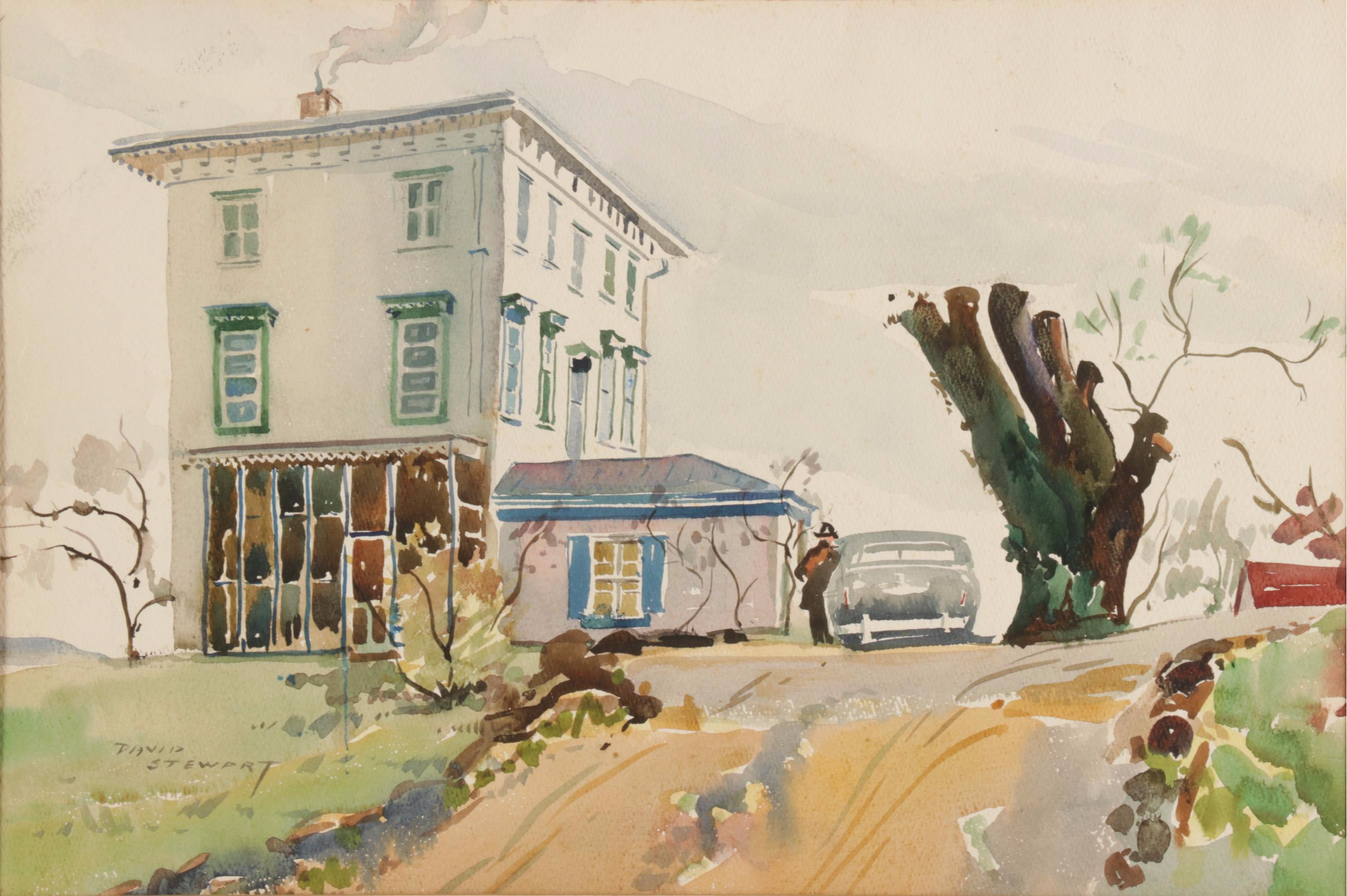 Davis Stewart Watercolor Painting "Otter Point Farm," 1953 | EBTH