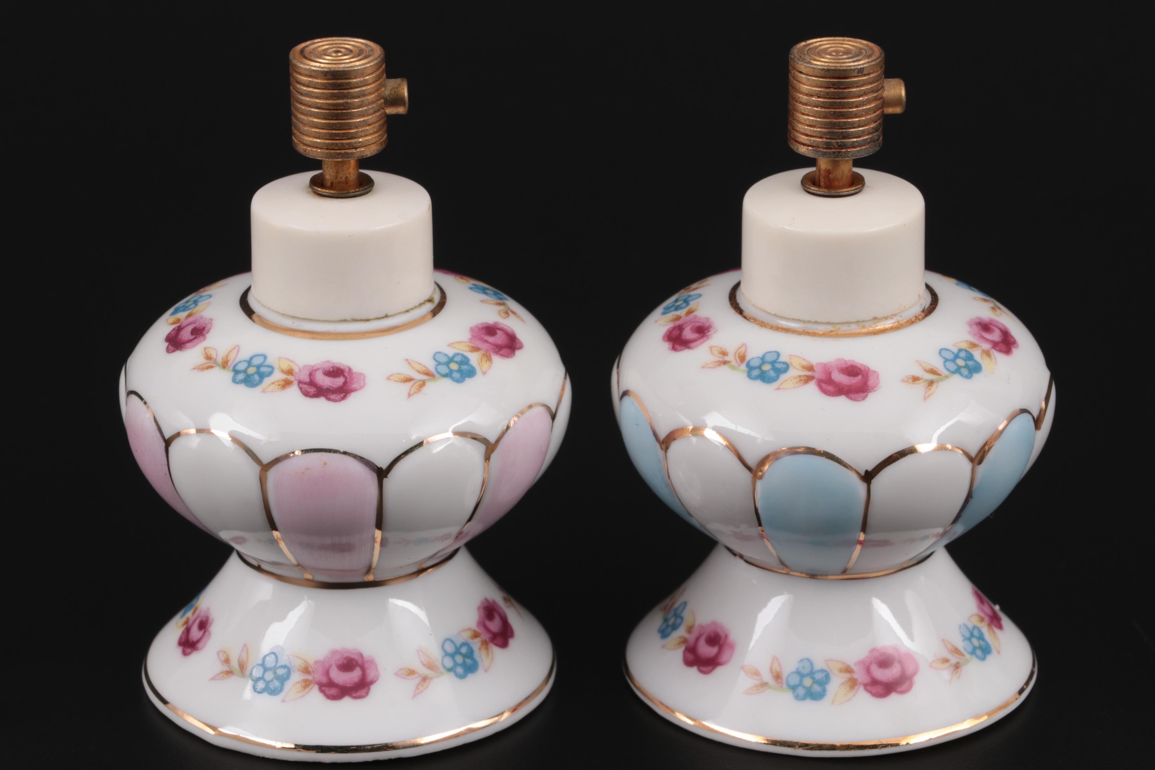 Py-Ra-Lin Ivory Vanity Mirror with Glass and Ceramic Perfume Bottles ...