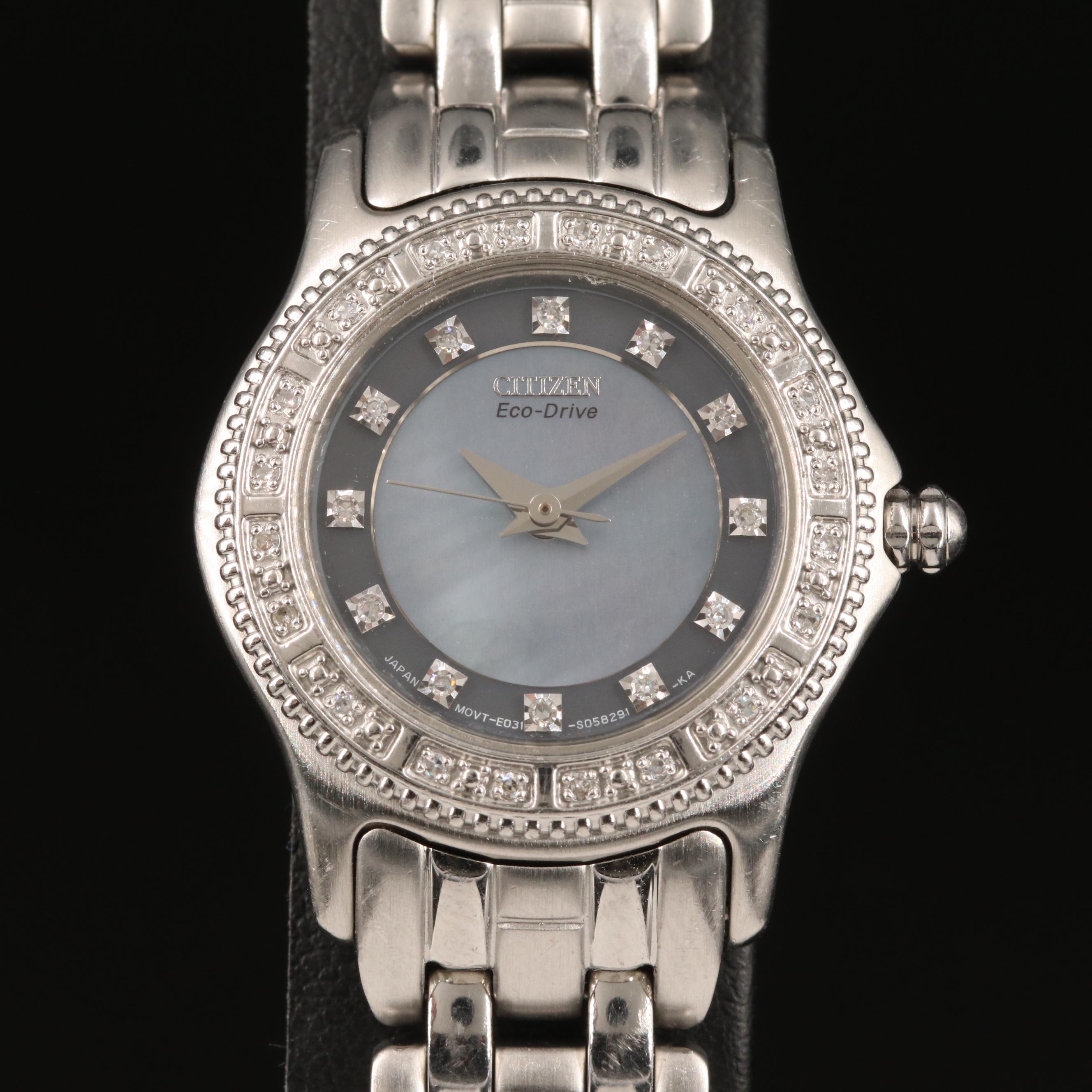 Citizen Eco-Drive Black Mother of Pearl and Diamond Dial Wristwatch | EBTH