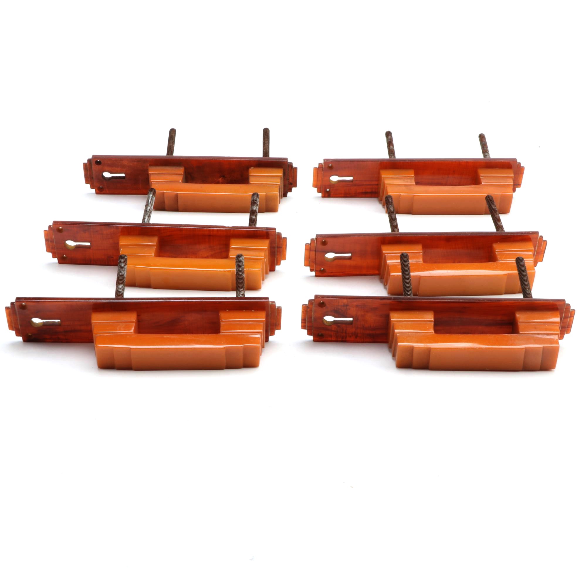 Art Deco Bakelite Cabinet Pulls with Escutcheon Backplates | EBTH