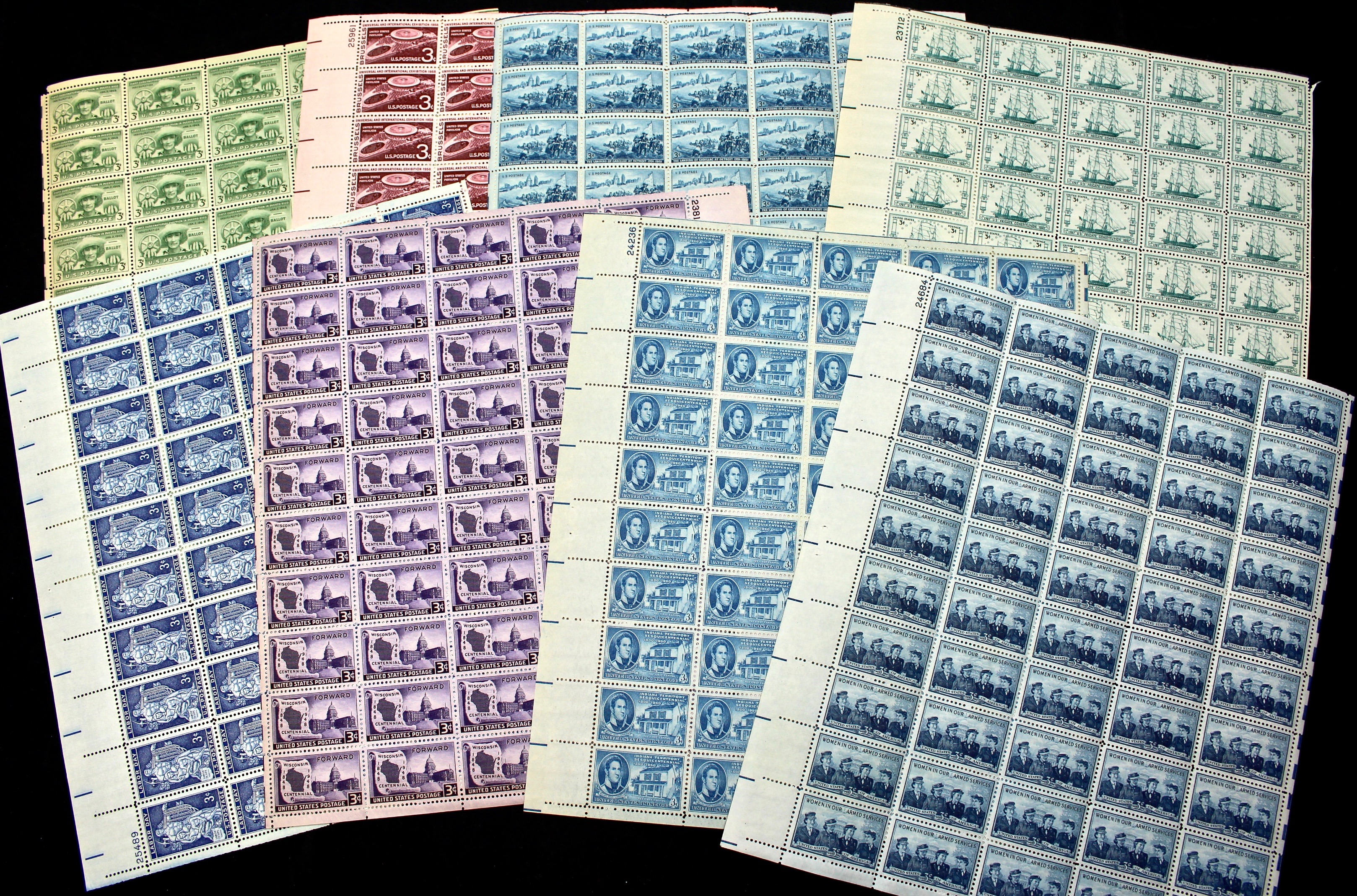 Forty-Eight U.S. Postage Stamp Sheets, 1940s – 1960s | EBTH