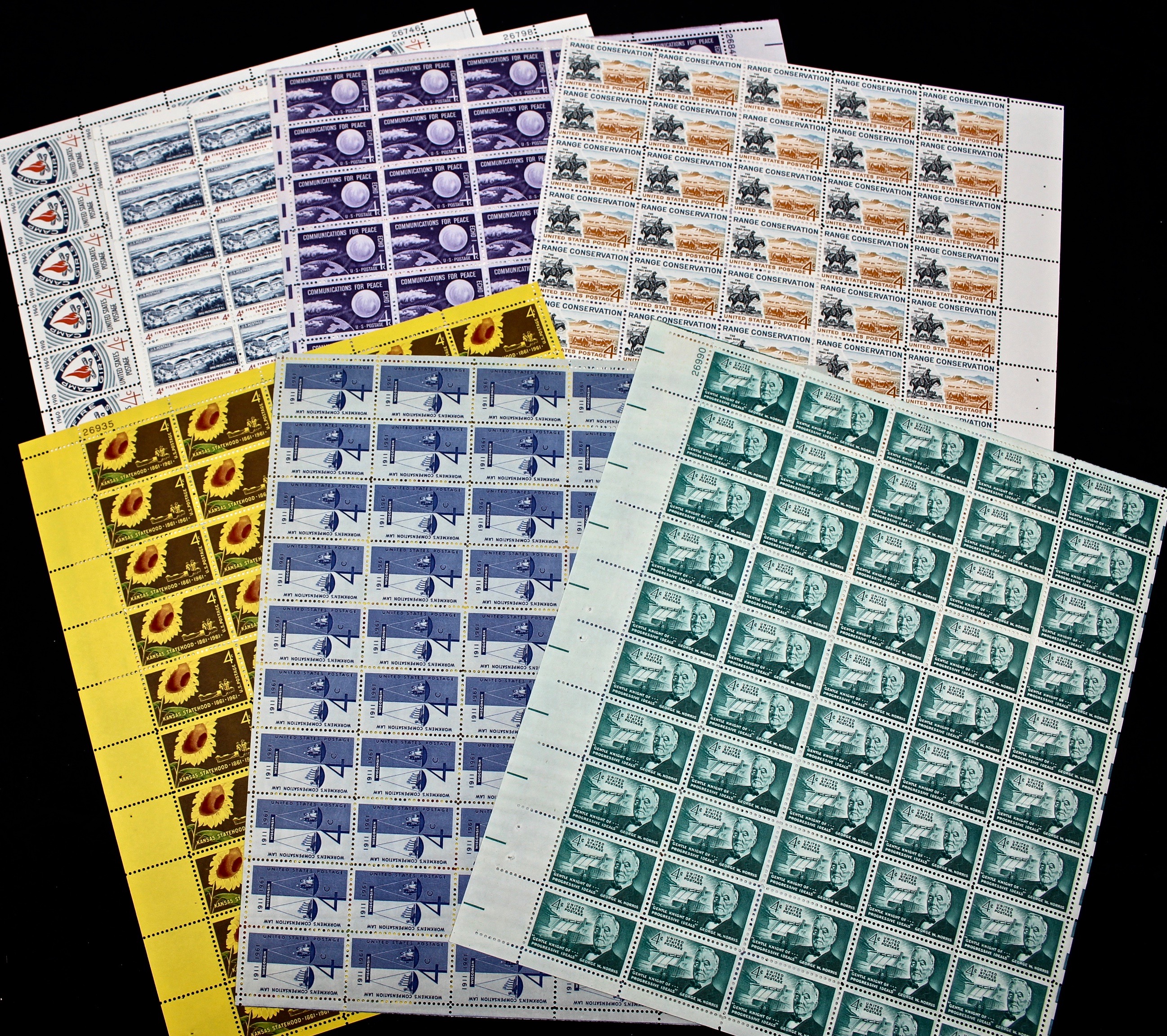 Forty-Eight U.S. Postage Stamp Sheets, 1940s – 1960s | EBTH