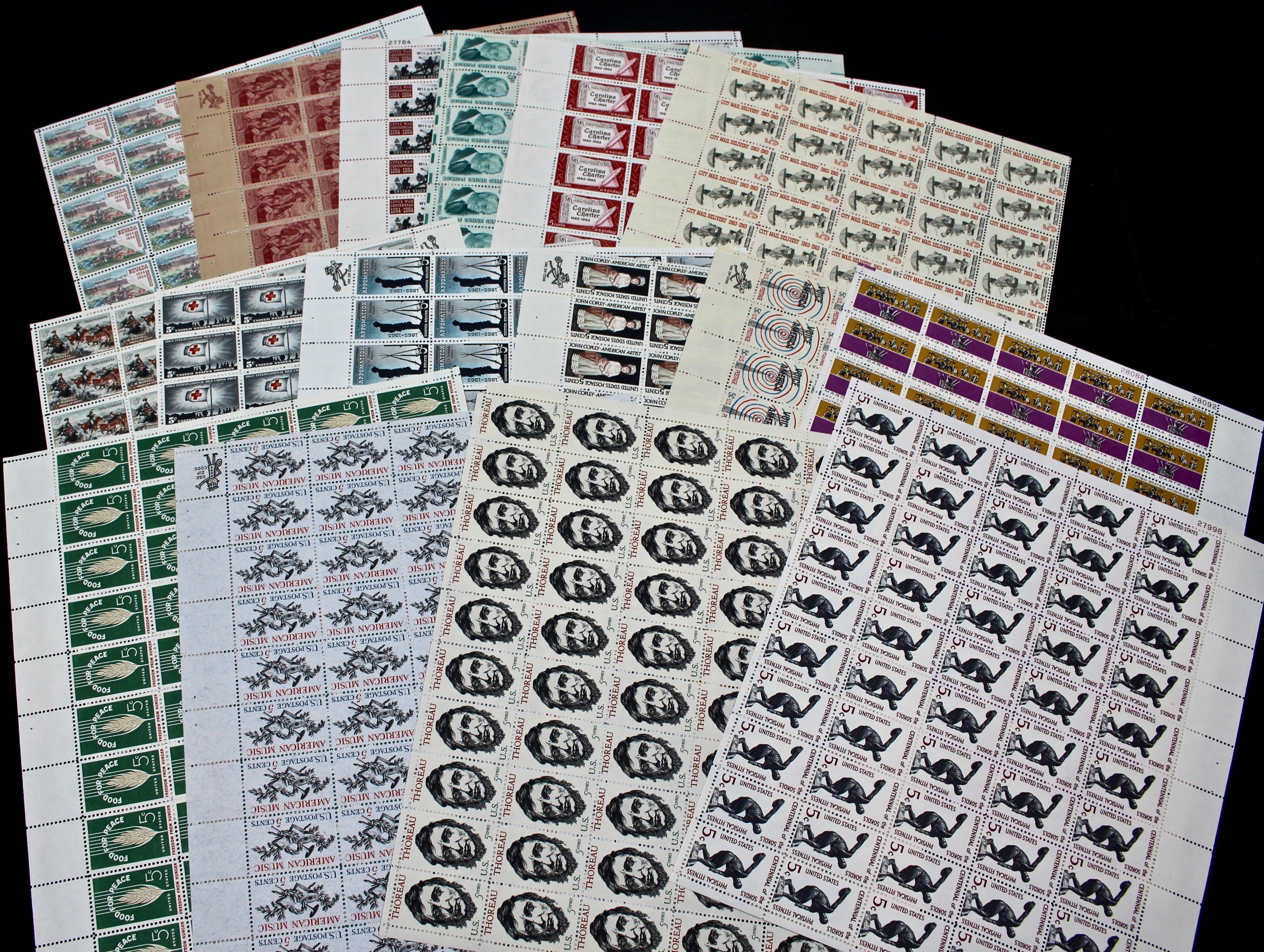 Forty-Eight U.S. Postage Stamp Sheets, 1940s – 1960s | EBTH