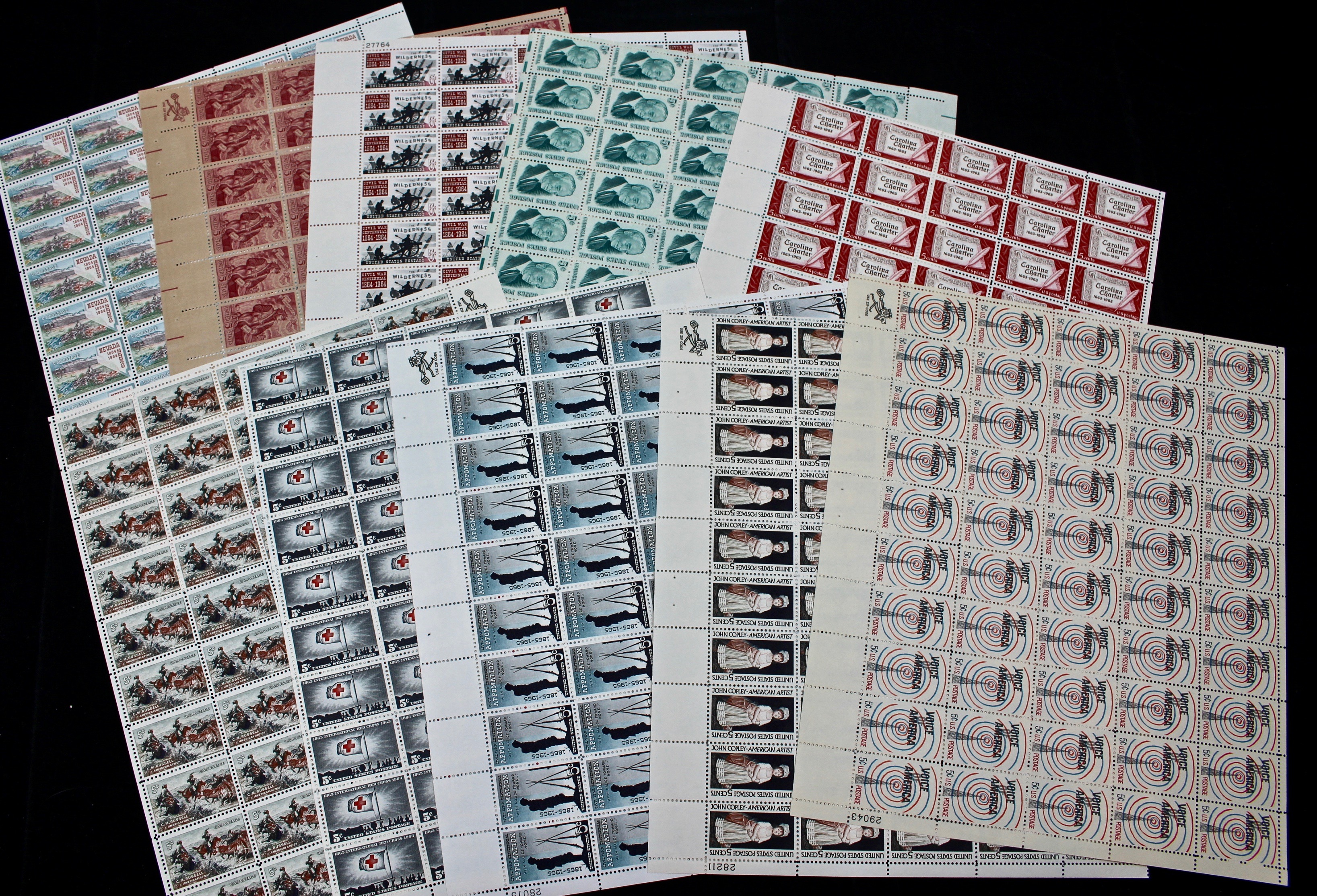 Forty-Eight U.S. Postage Stamp Sheets, 1940s – 1960s | EBTH