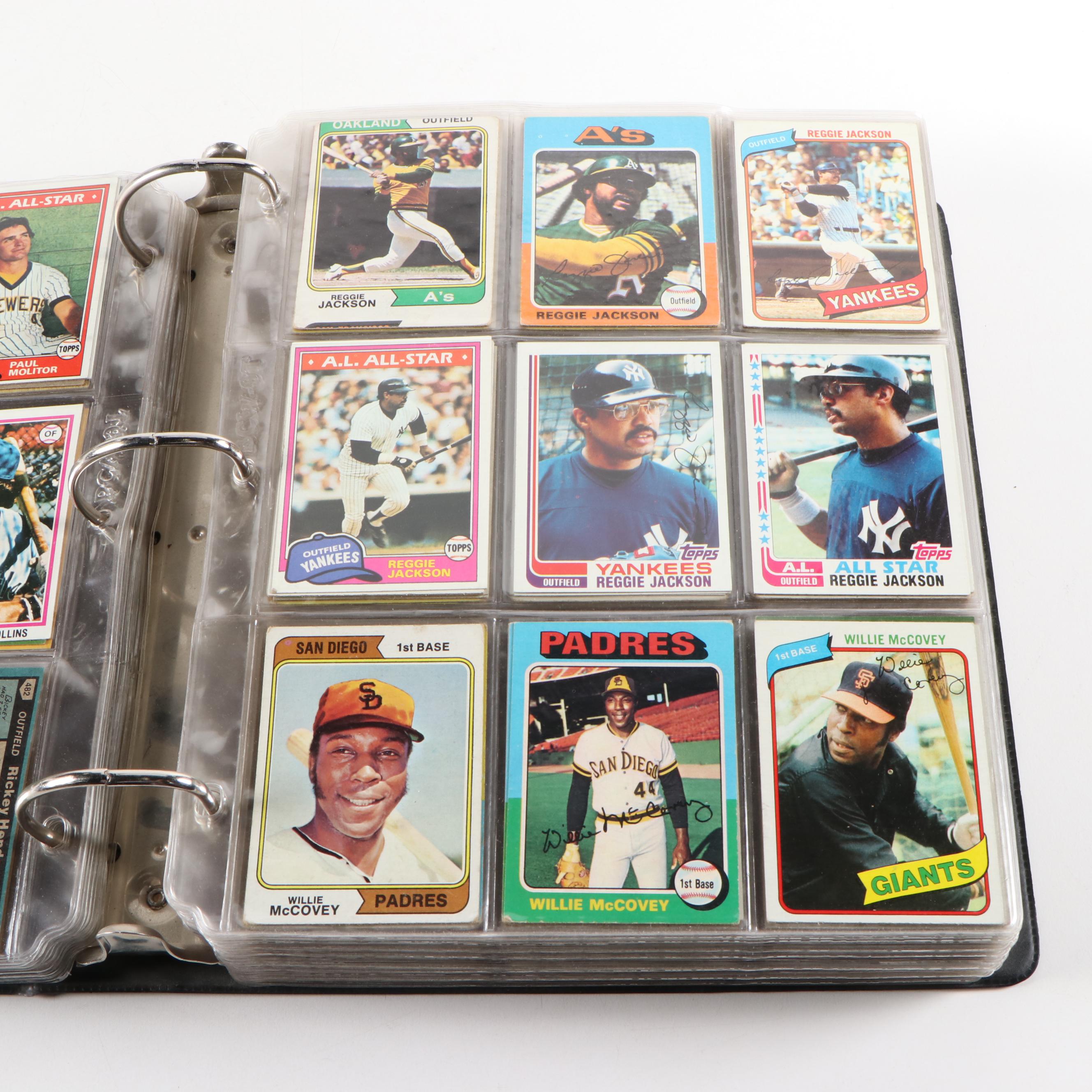 1970s-1980s Topps Baseball Cards with Aaron, Seaver, Ryan, Bench, and ...