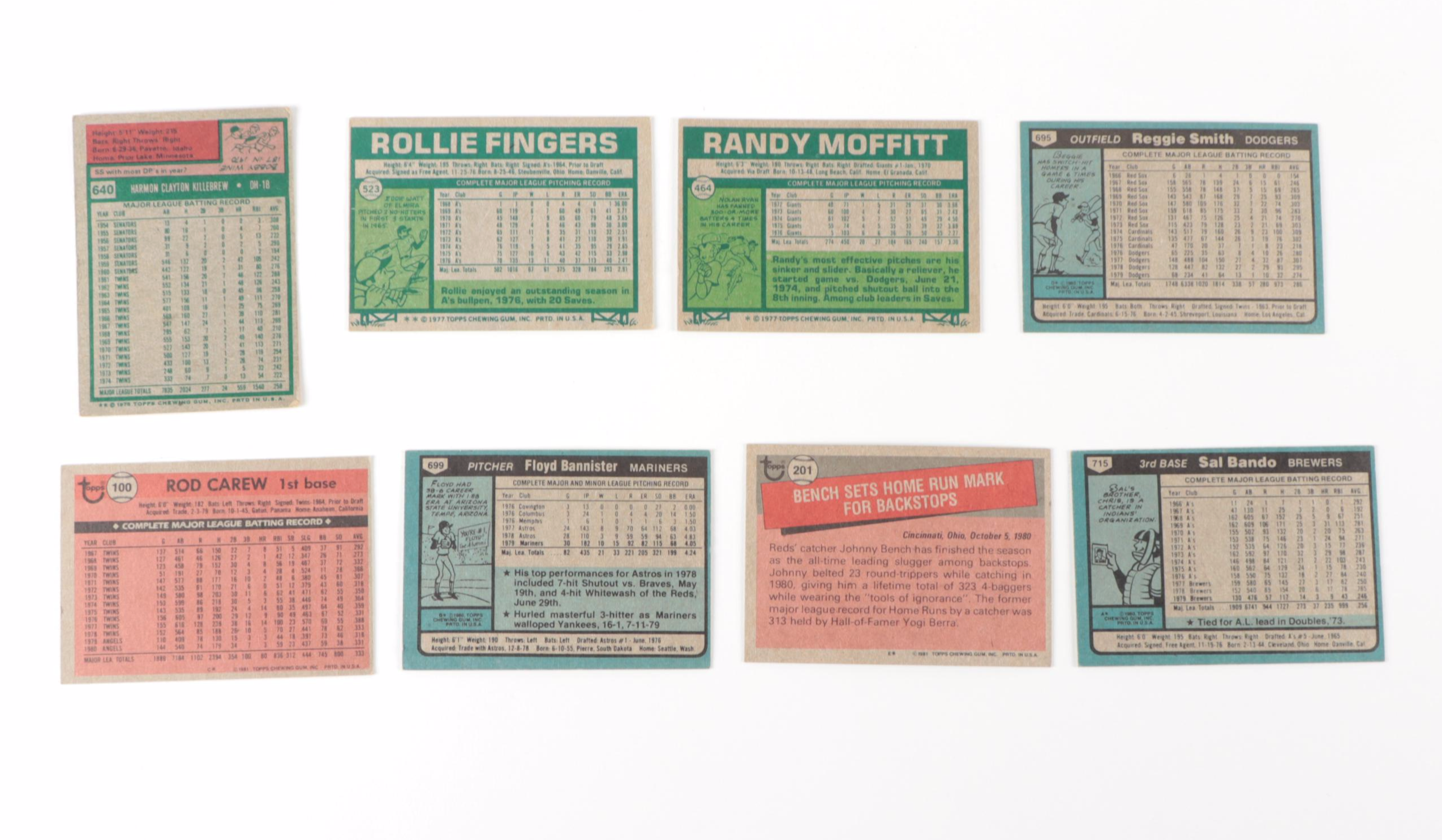 1970s-1980s Topps Baseball Cards with Stars and Rickey Henderson Rookie ...