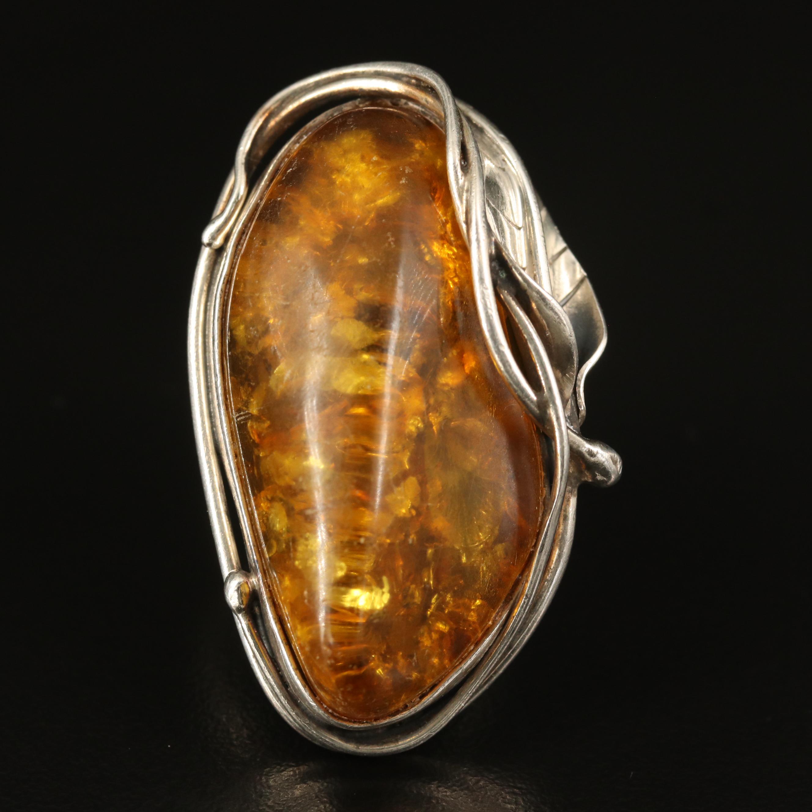 Vintage Sterling Copal Leaf Pointer Ring | EBTH