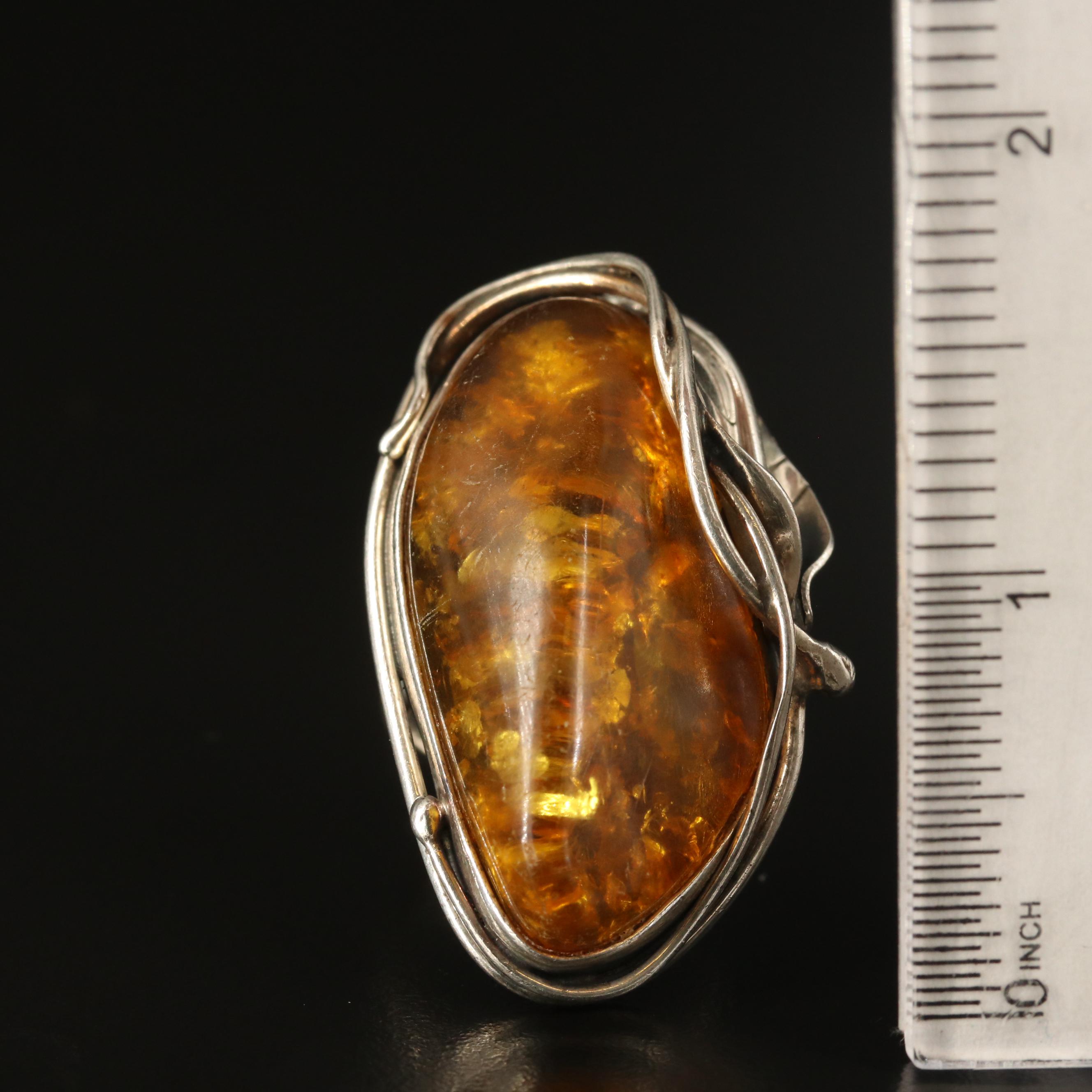 Vintage Sterling Copal Leaf Pointer Ring | EBTH