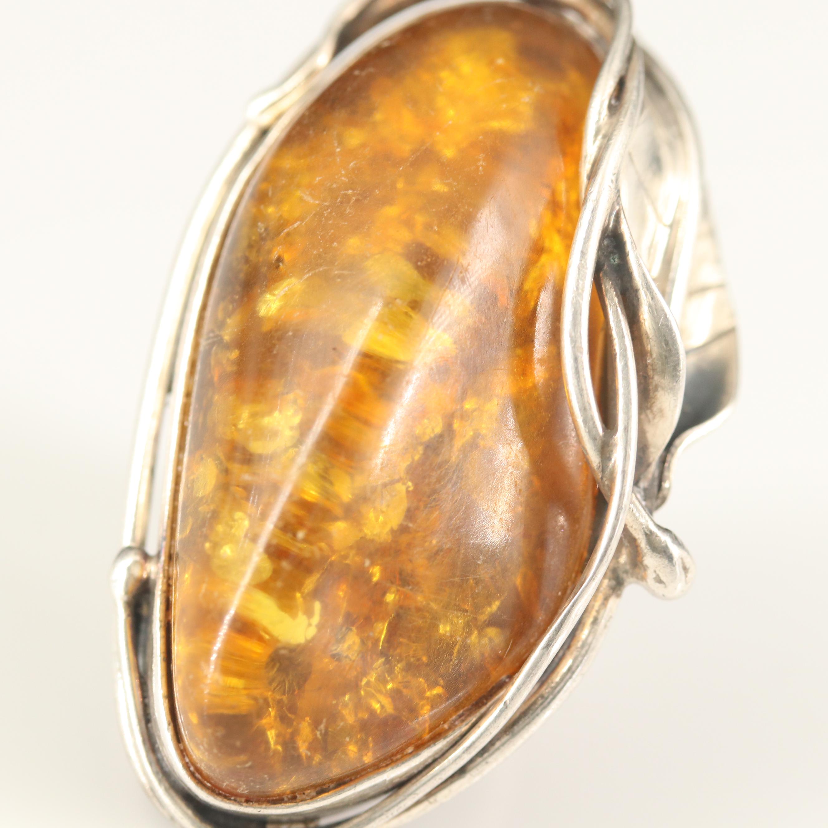 Vintage Sterling Copal Leaf Pointer Ring | EBTH