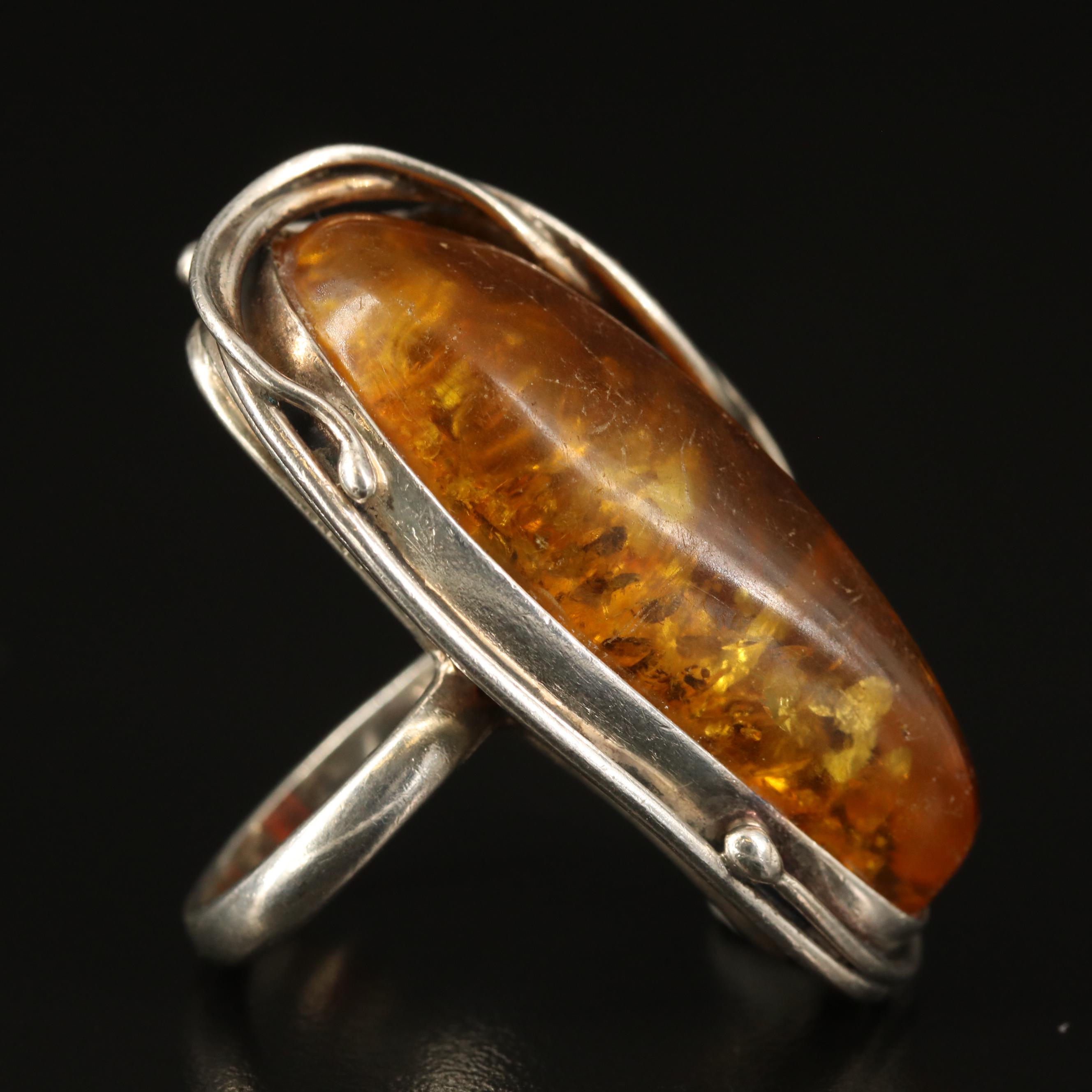 Vintage Sterling Copal Leaf Pointer Ring | EBTH