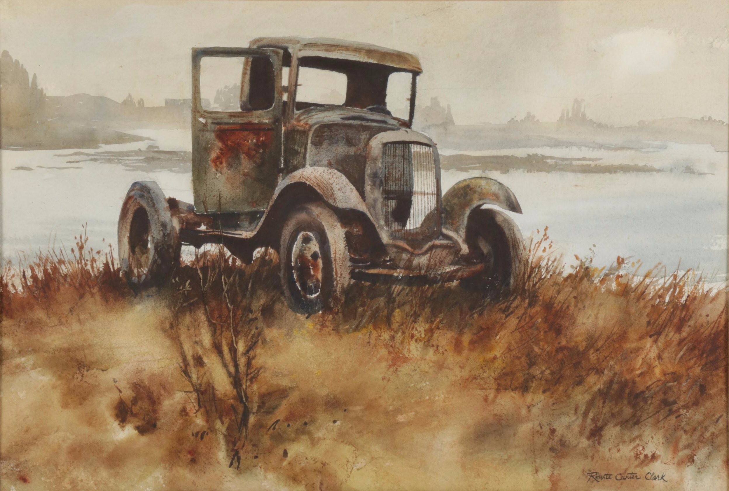 Roberta Carter Clark Watercolor Painting "Jaunty Relic," Late 20th ...