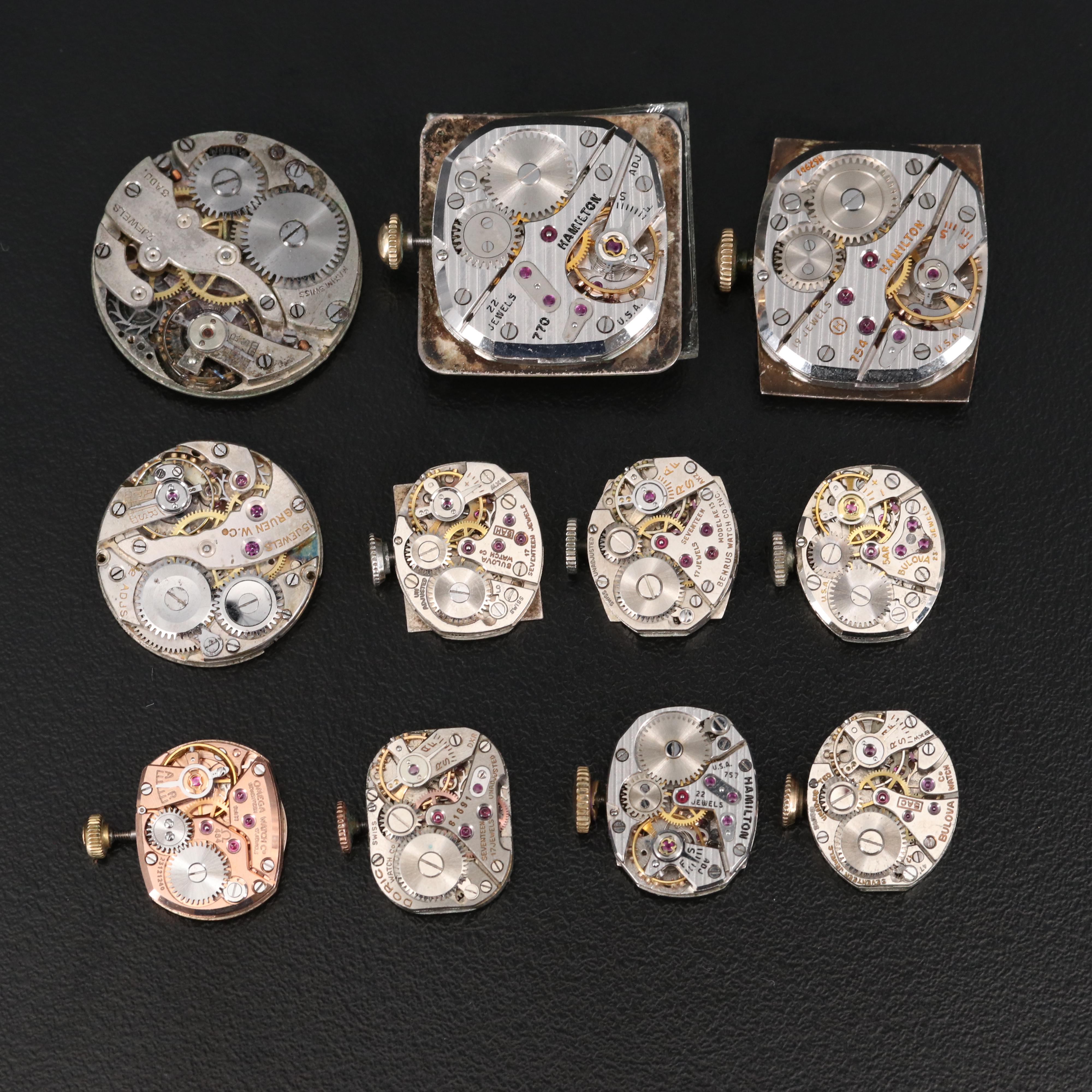 Stem Wind Watch Movements Including Omega, Bulova and Hamilton | EBTH