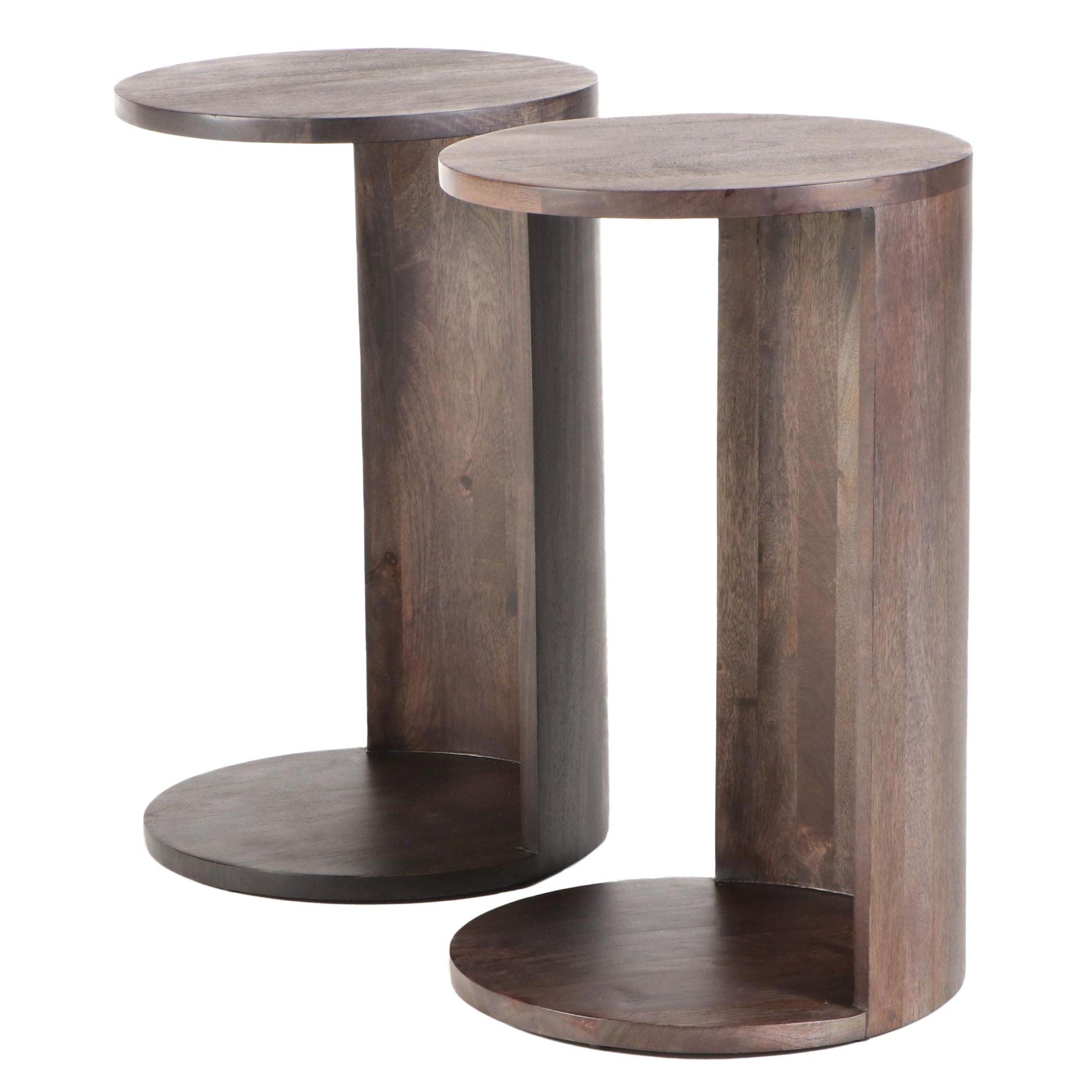 Pair of West Elm Modern Hardwood Side Tables | EBTH