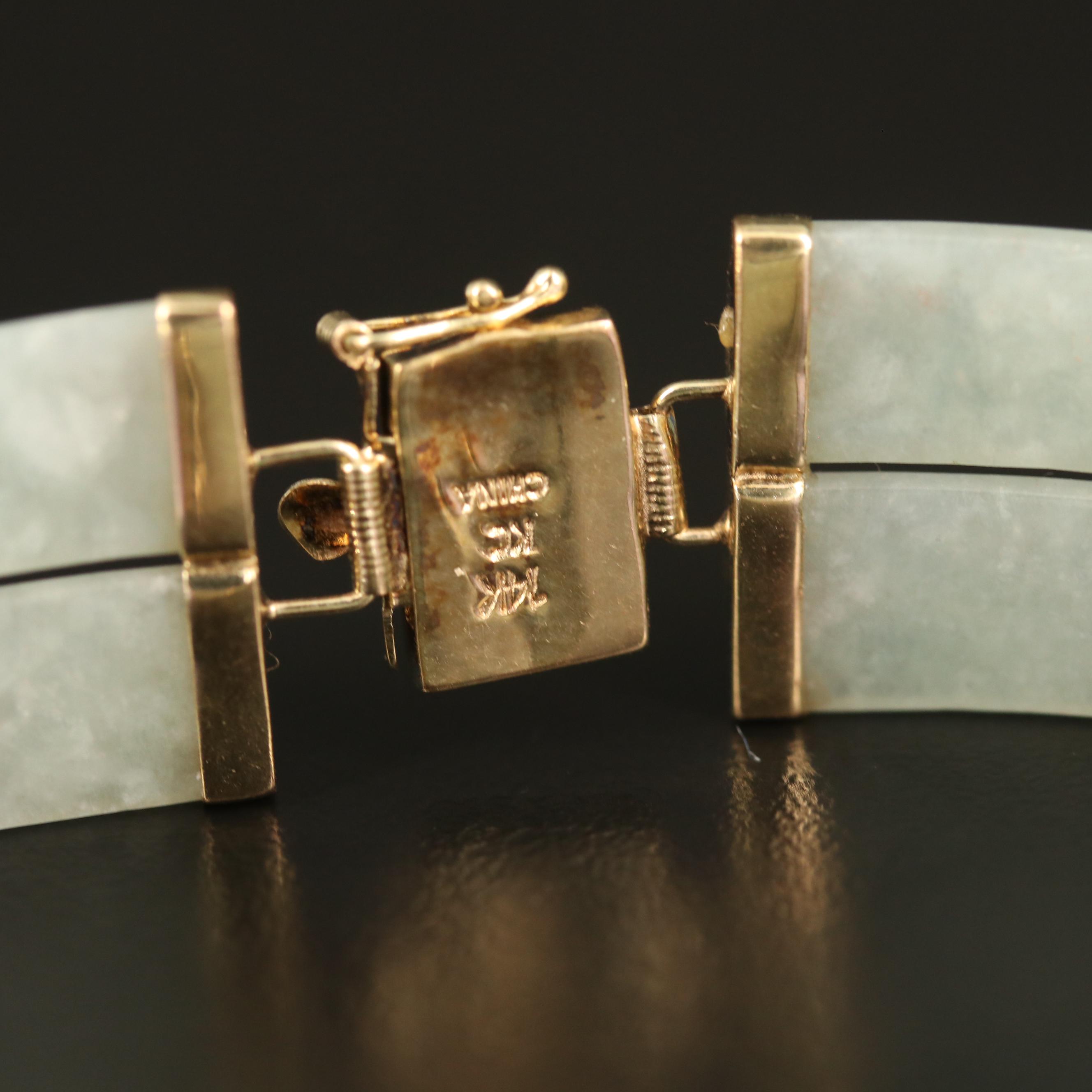 Chinese 14K Jadeite Double Row Bracelet | EBTH