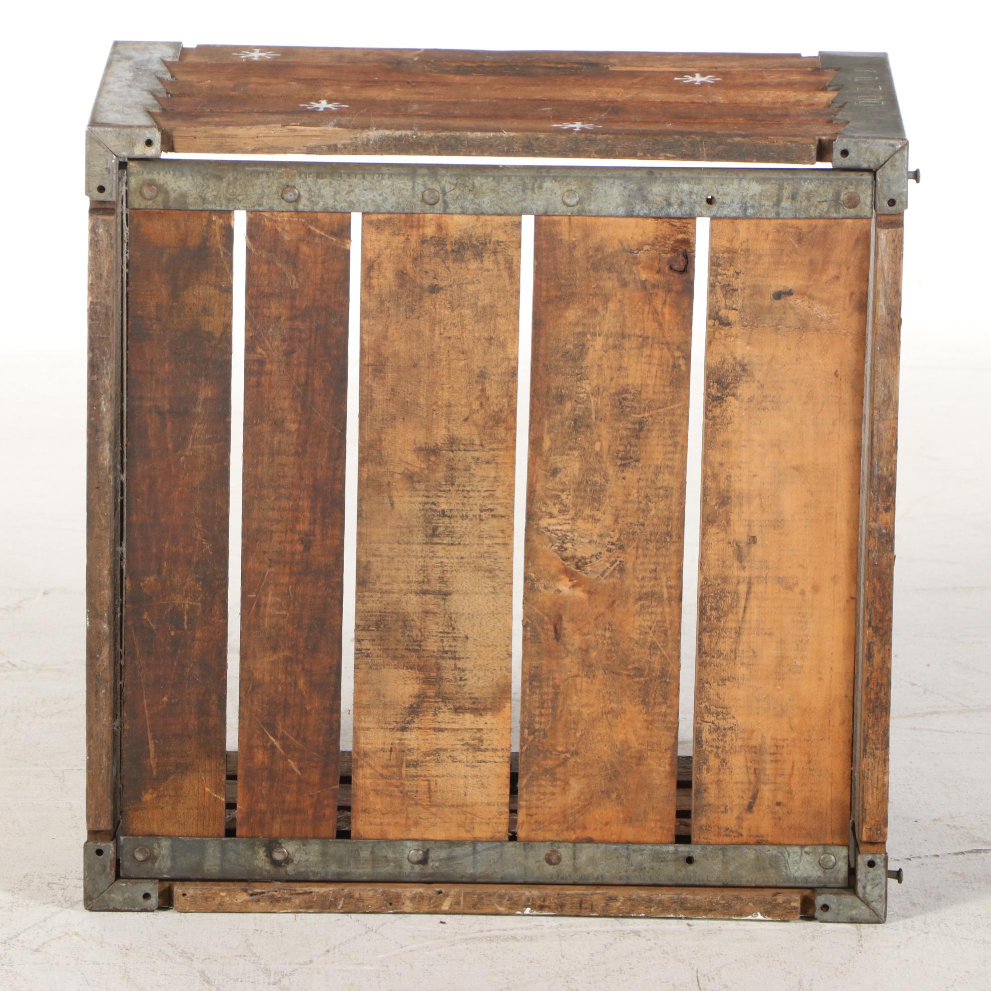 A.P.M. Co. Metal Bound Oak Crate with Later Paint Decoration | EBTH