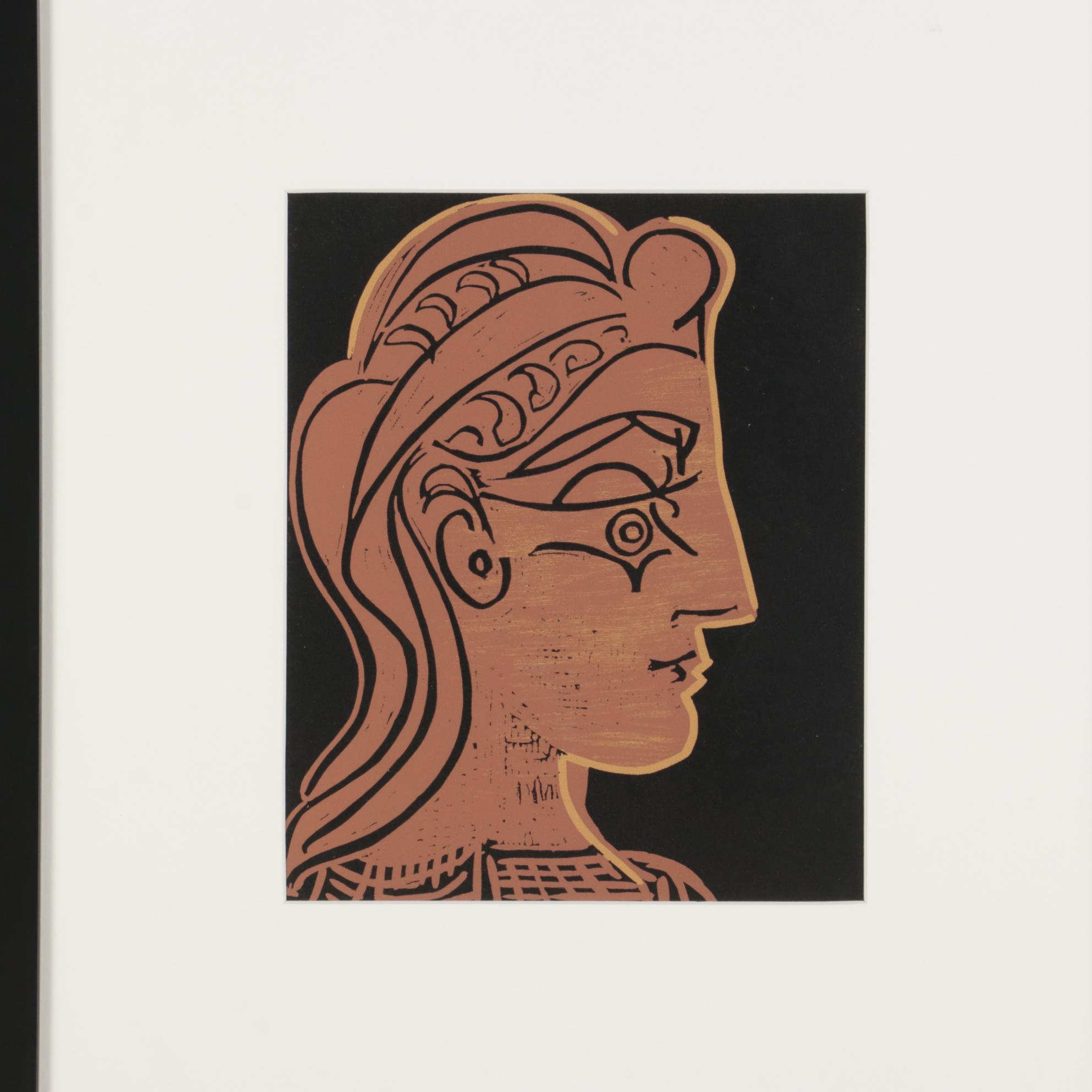 Pablo Picasso Linoleum Cut "Female Head in Profile," 1962 | EBTH