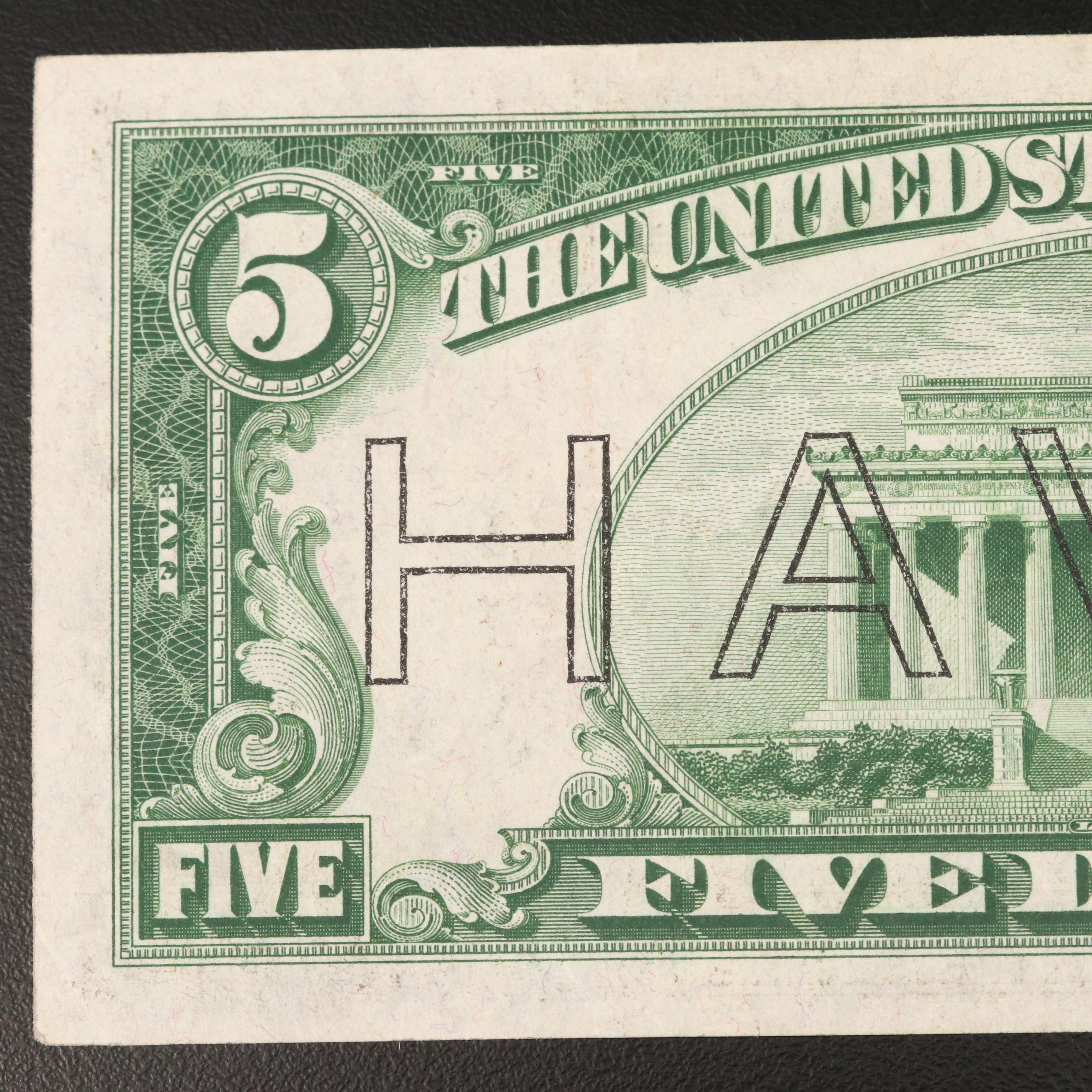 Series 1934A "Hawaii Overprint" $5 Federal Reserve Note | EBTH