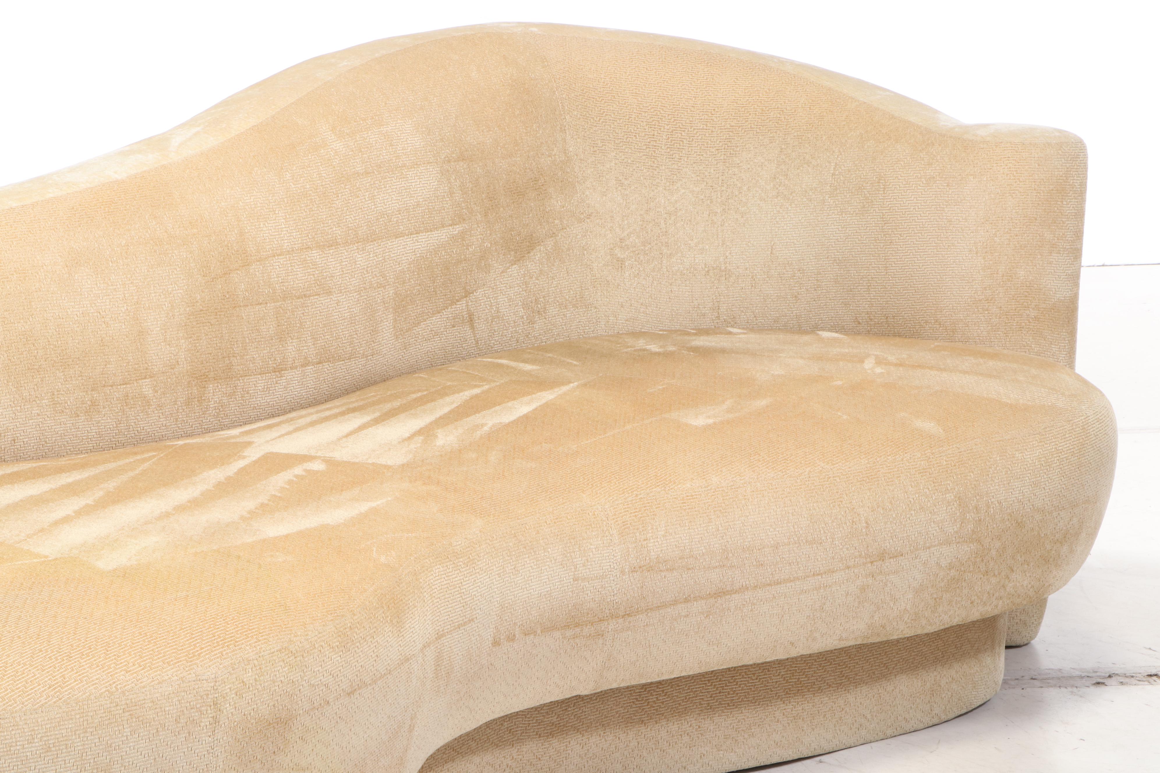 Contemporary Kidney Shaped Chenille Upholstered Sofa | EBTH