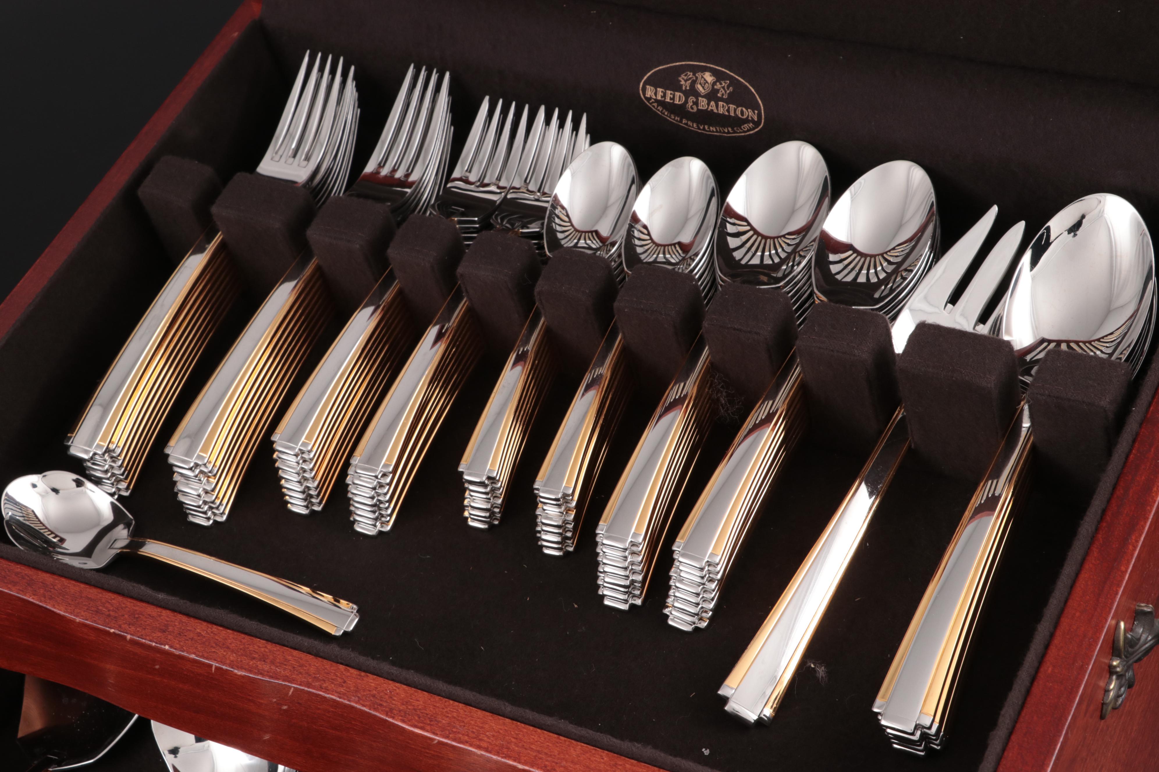 Oneida "Golden Etage" Stainless Flatware with Gold Accents, 1996–2001 ...