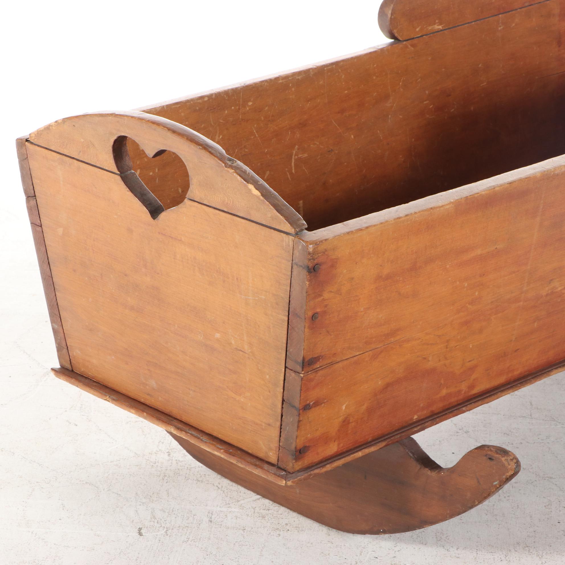 American Primitive Poplar Baby Cradle, Late 19th Century | EBTH