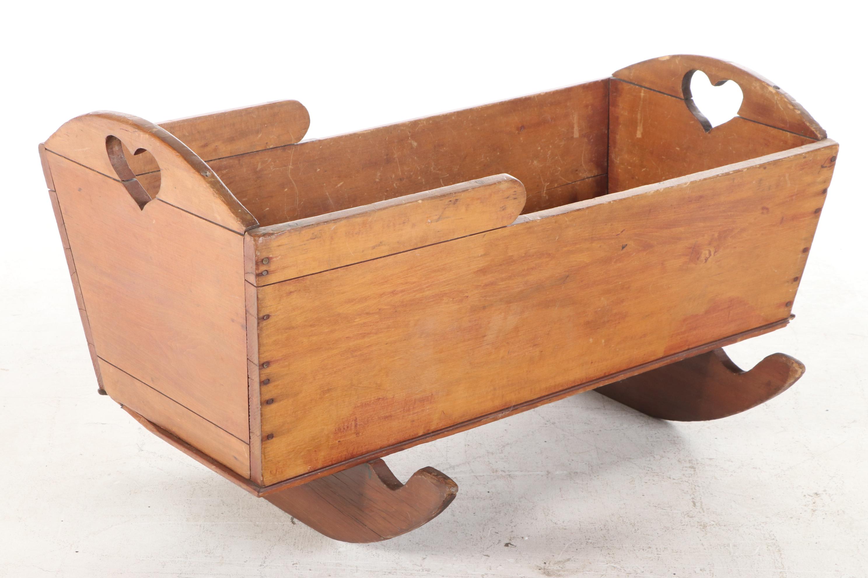 American Primitive Poplar Baby Cradle, Late 19th Century | EBTH