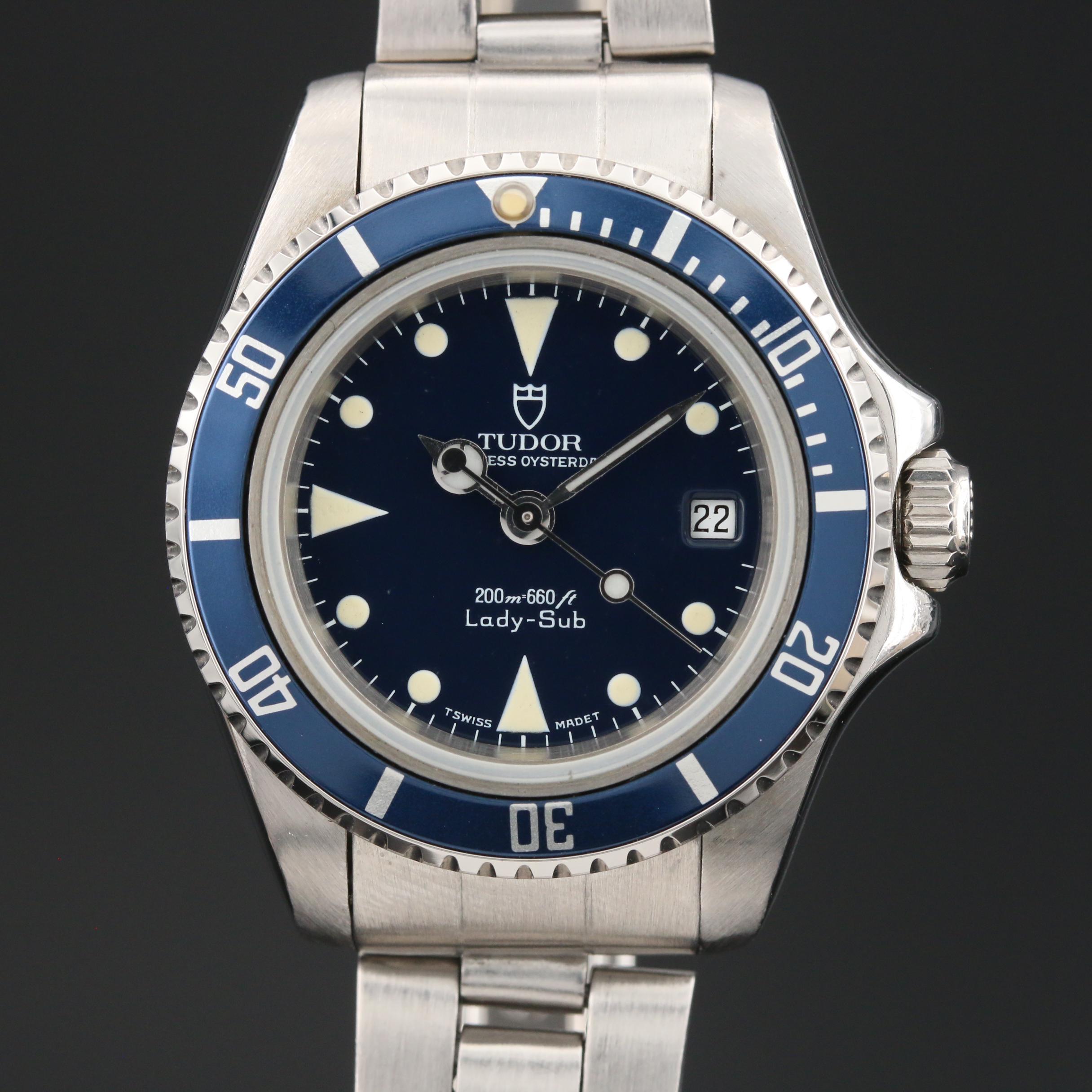 1992 Tudor Lady-Sub Blue Stainless Steel Automatic Wristwatch | EBTH