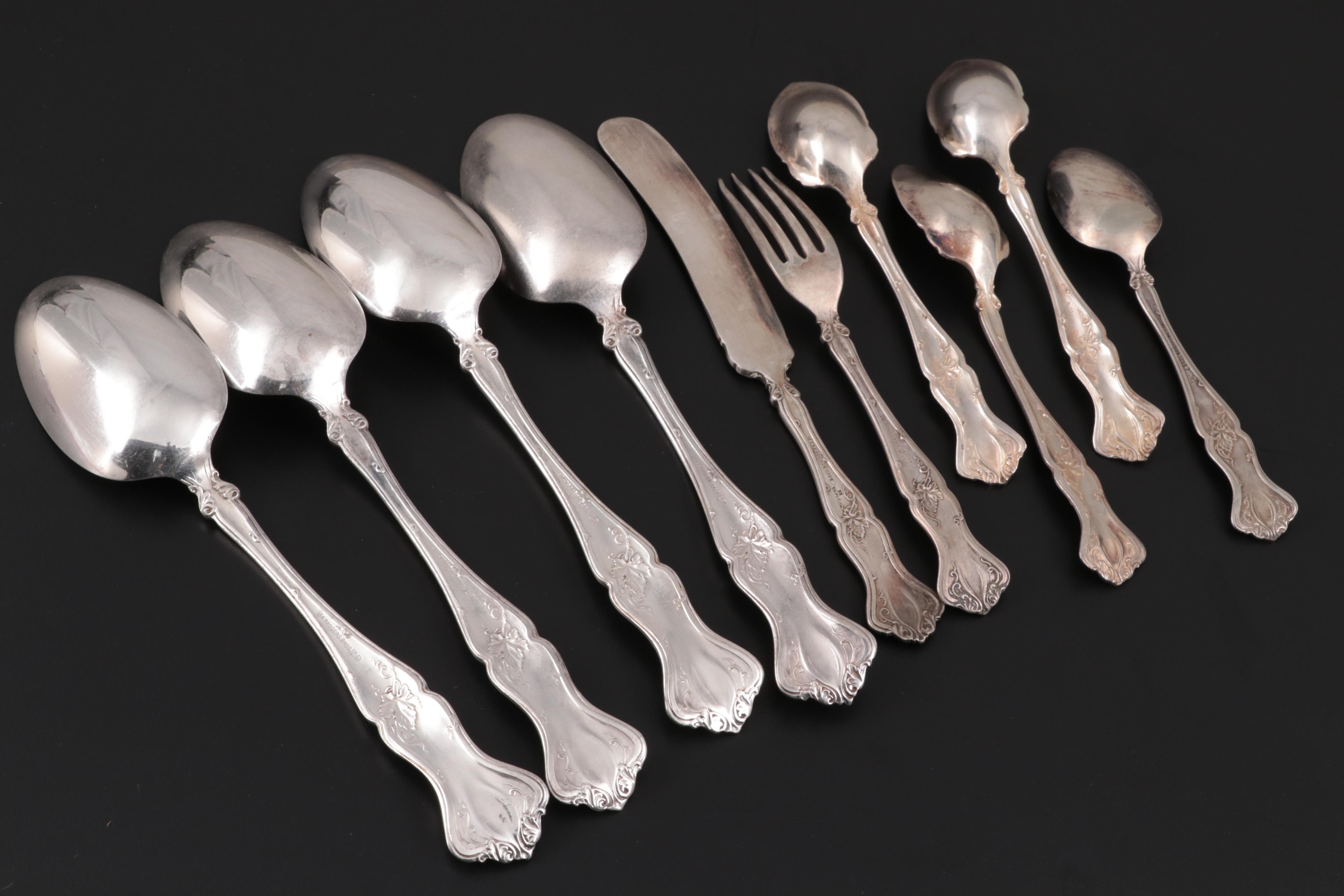 1847 Rogers Bros. "Vintage" Silver Plate Flatware and Utensils, Early ...