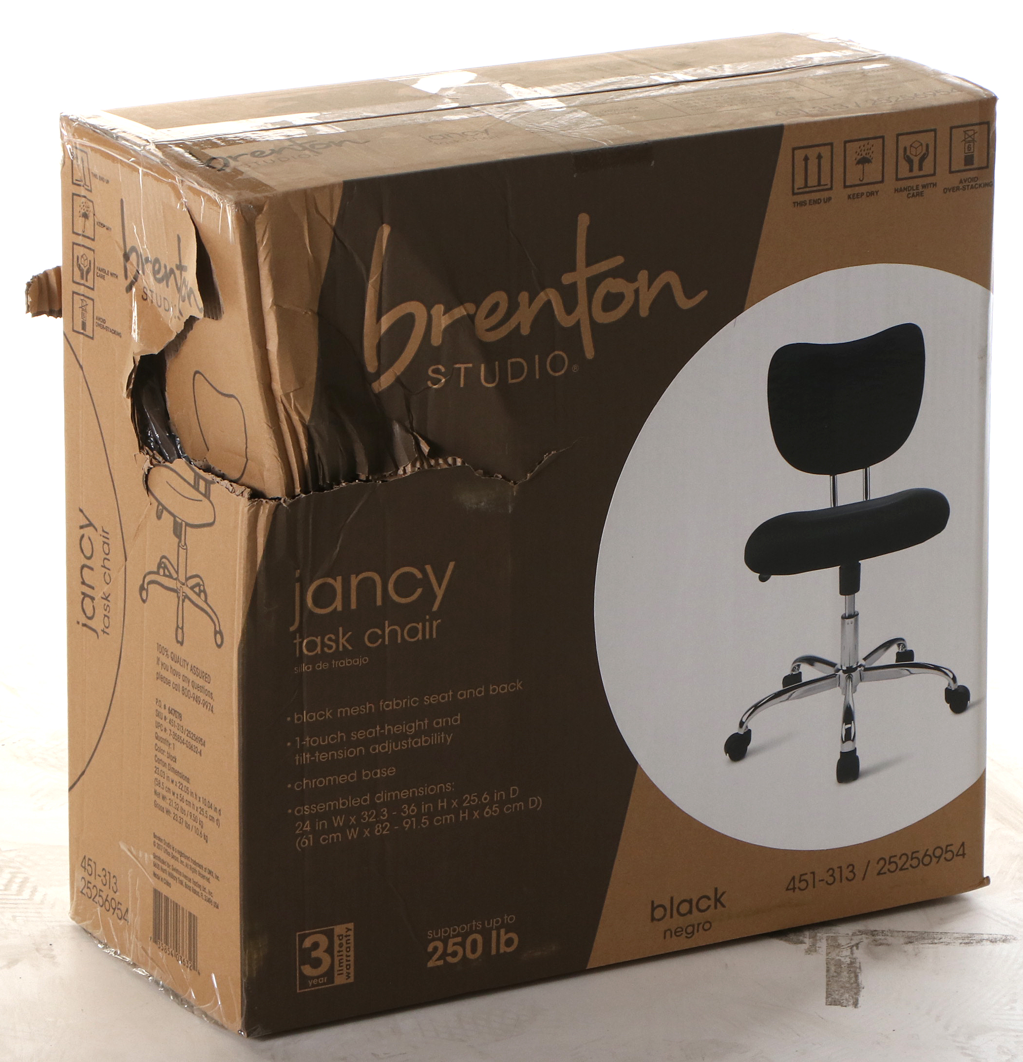 Brenton Studio "Jancy" Black Mesh Fabric Low-Back Task Chair | EBTH