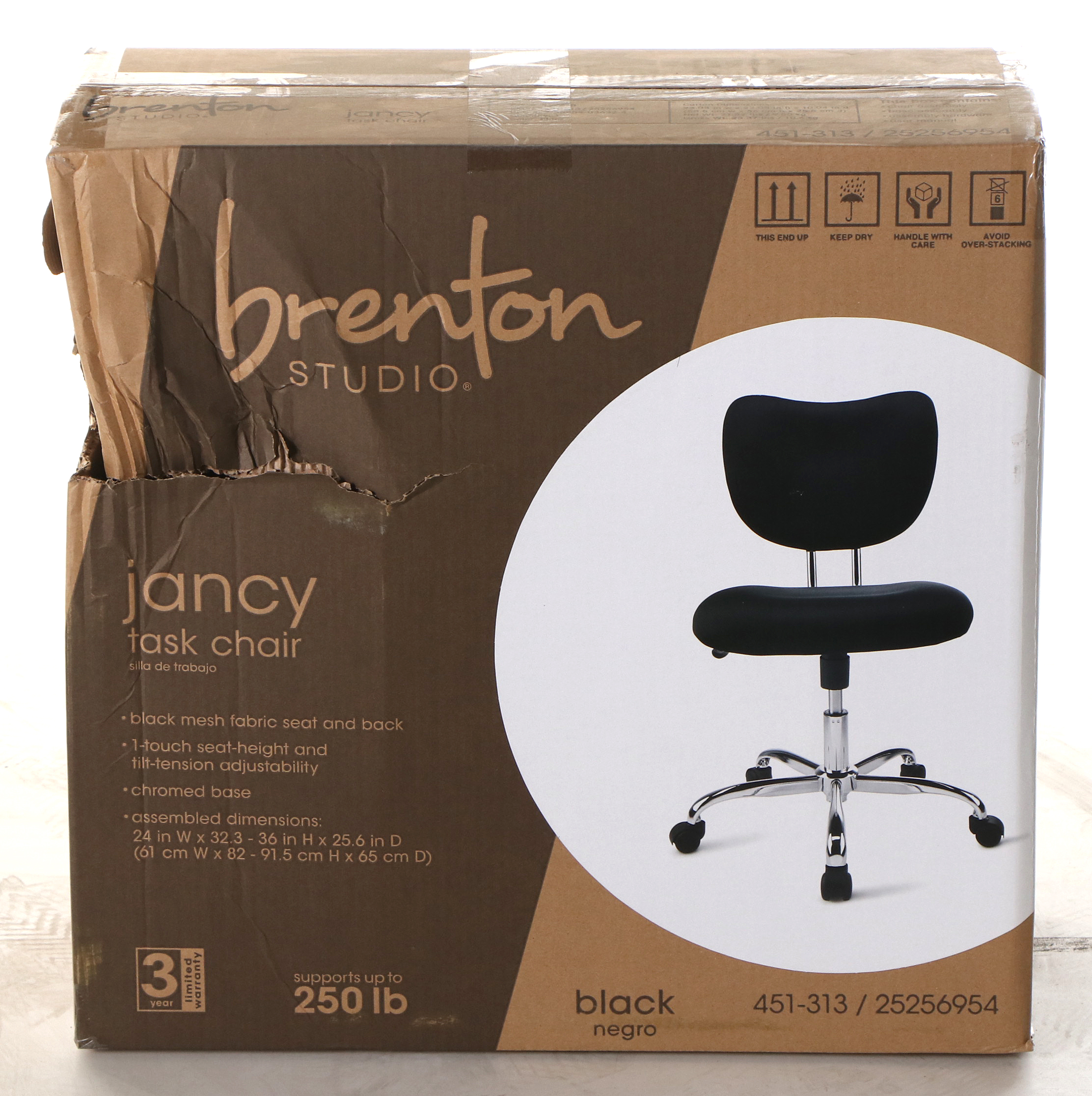 Brenton Studio "Jancy" Black Mesh Fabric Low-Back Task Chair | EBTH