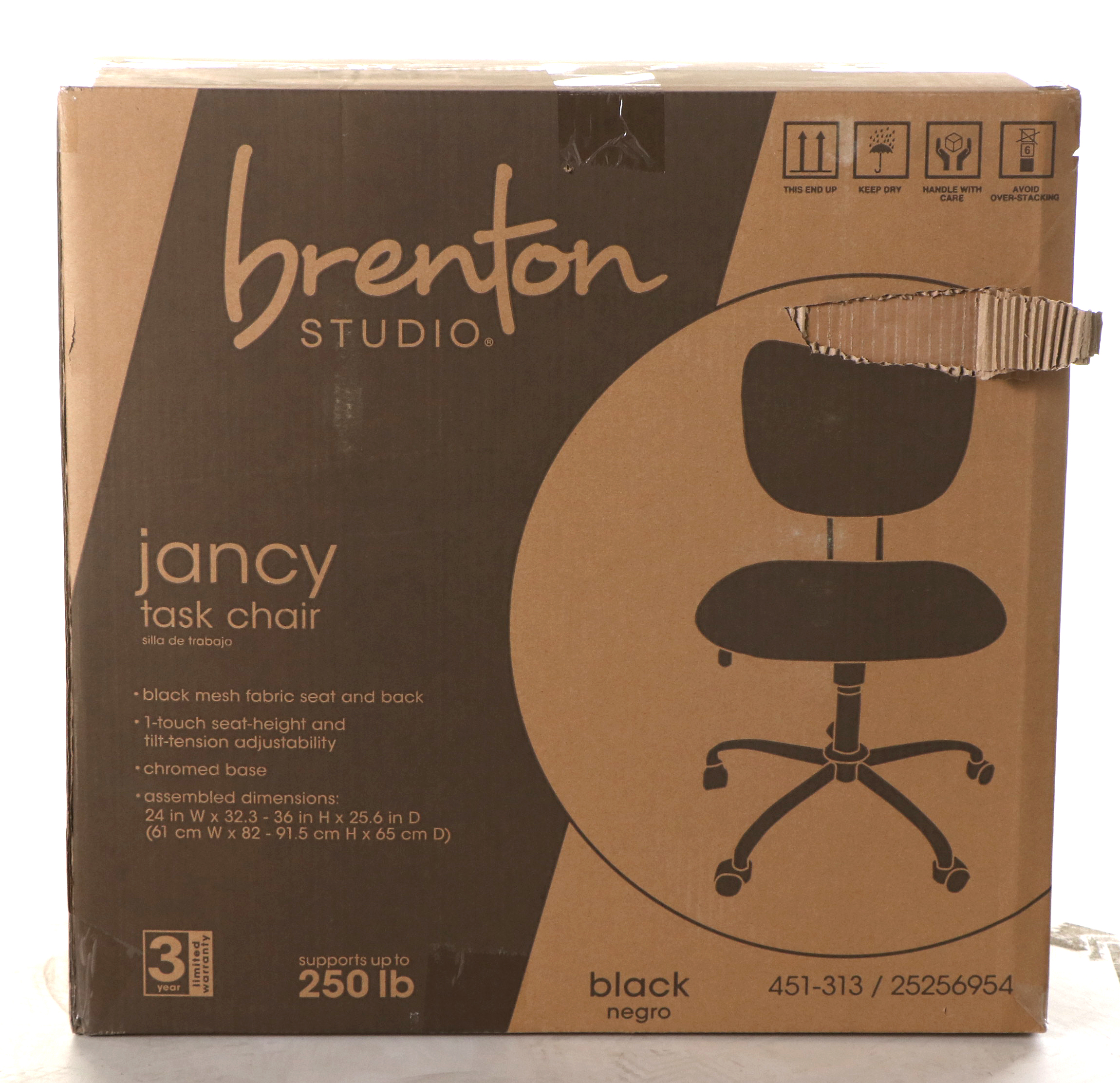 Brenton Studio "Jancy" Black Mesh Fabric Low-Back Task Chair | EBTH