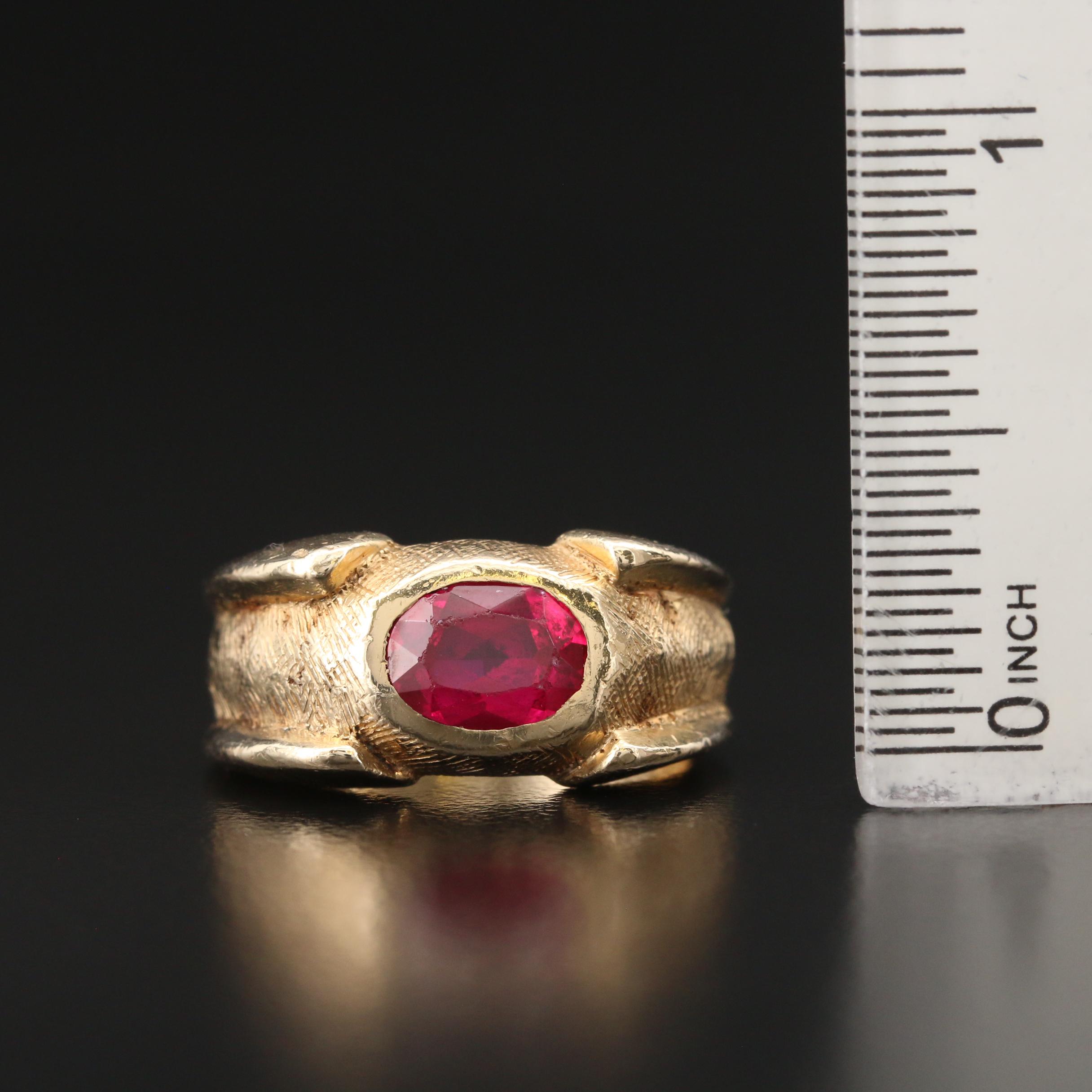 Vintage 14K Ruby Ring with Florentine Finish | EBTH