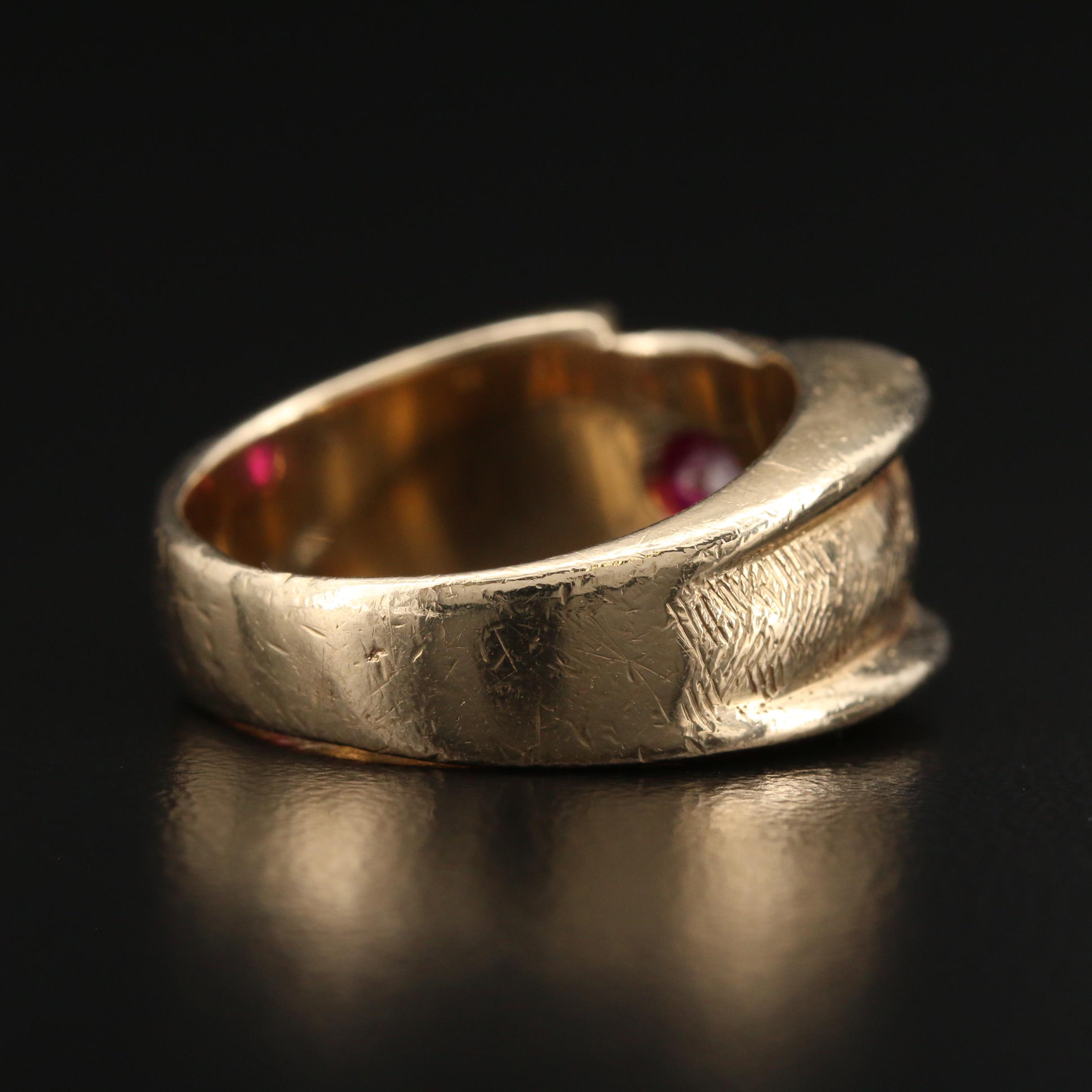 Vintage 14K Ruby Ring with Florentine Finish | EBTH
