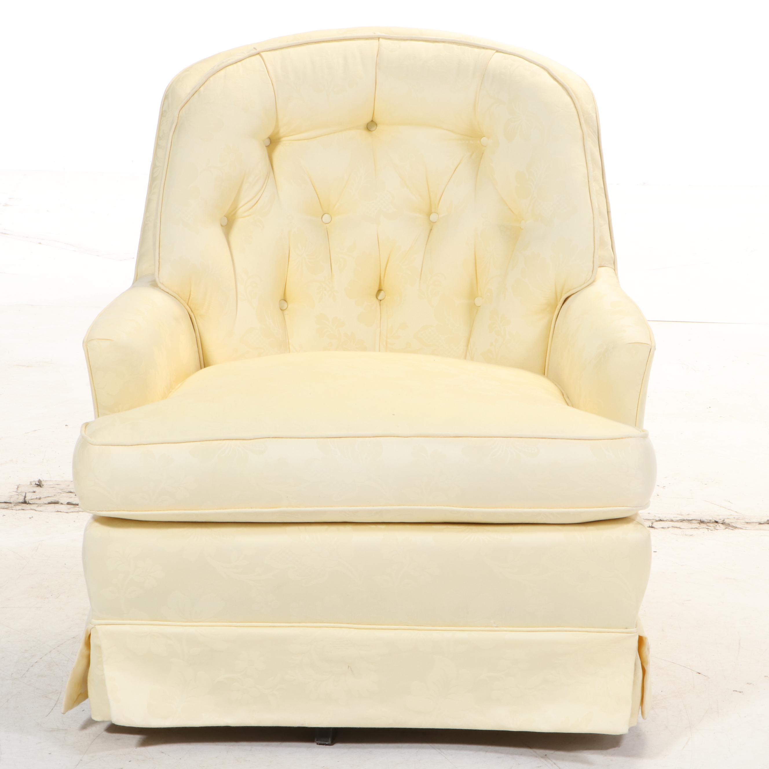 Pair of Upholstered Button-Tufted Swivel Rocking Chairs, Mid 20th ...