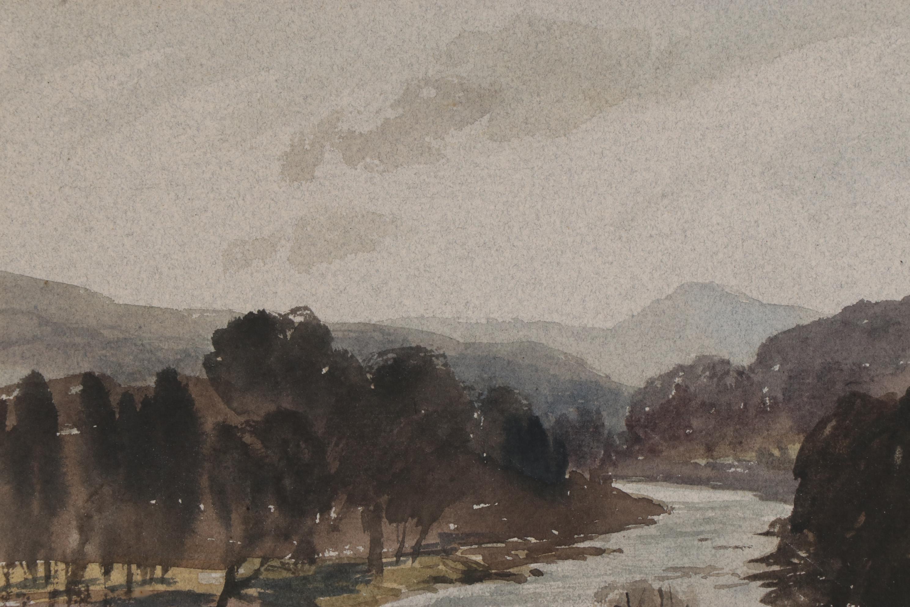 James Fletcher-Watson Watercolor Painting "The Wye New Abernant," 1970 ...