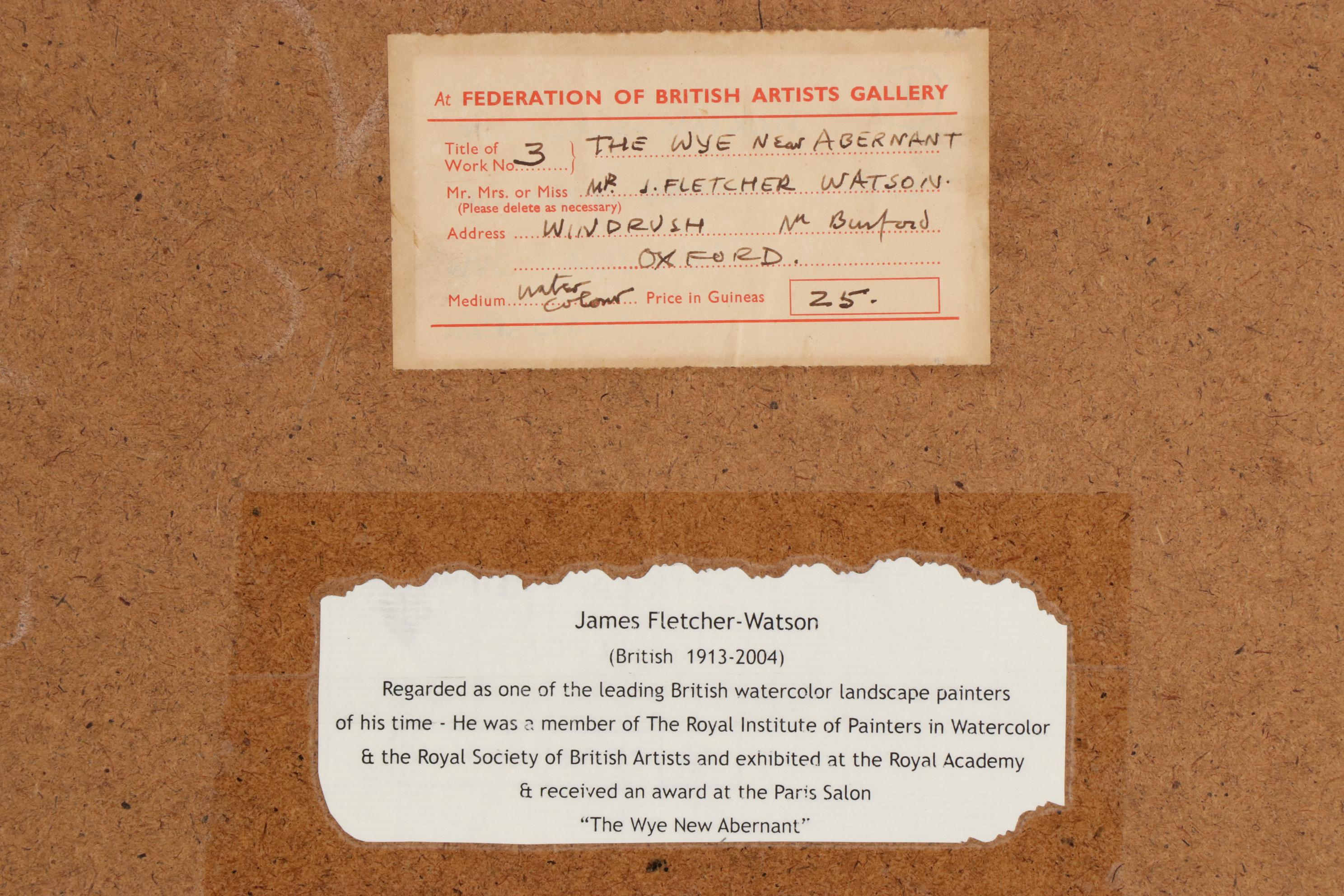 James Fletcher-Watson Watercolor Painting "The Wye New Abernant," 1970 ...