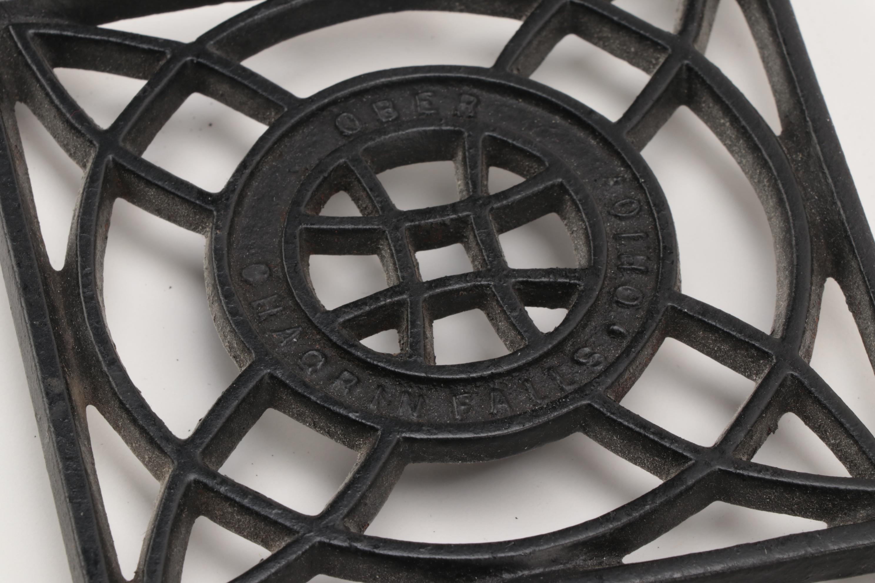 Cast Iron Sad Iron, Wall Grate and Trivets Late 19th/Early 20th Century ...