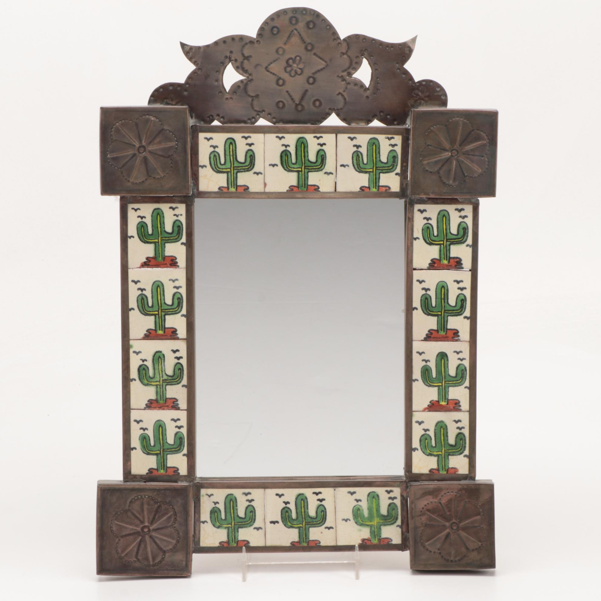 Handcrafted Metal and Ceramic Tile Southwestern Style Mirrors | EBTH