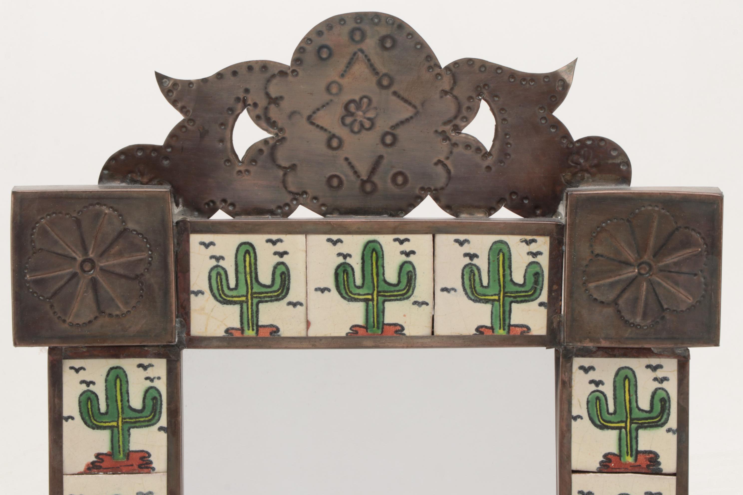 Handcrafted Metal and Ceramic Tile Southwestern Style Mirrors | EBTH