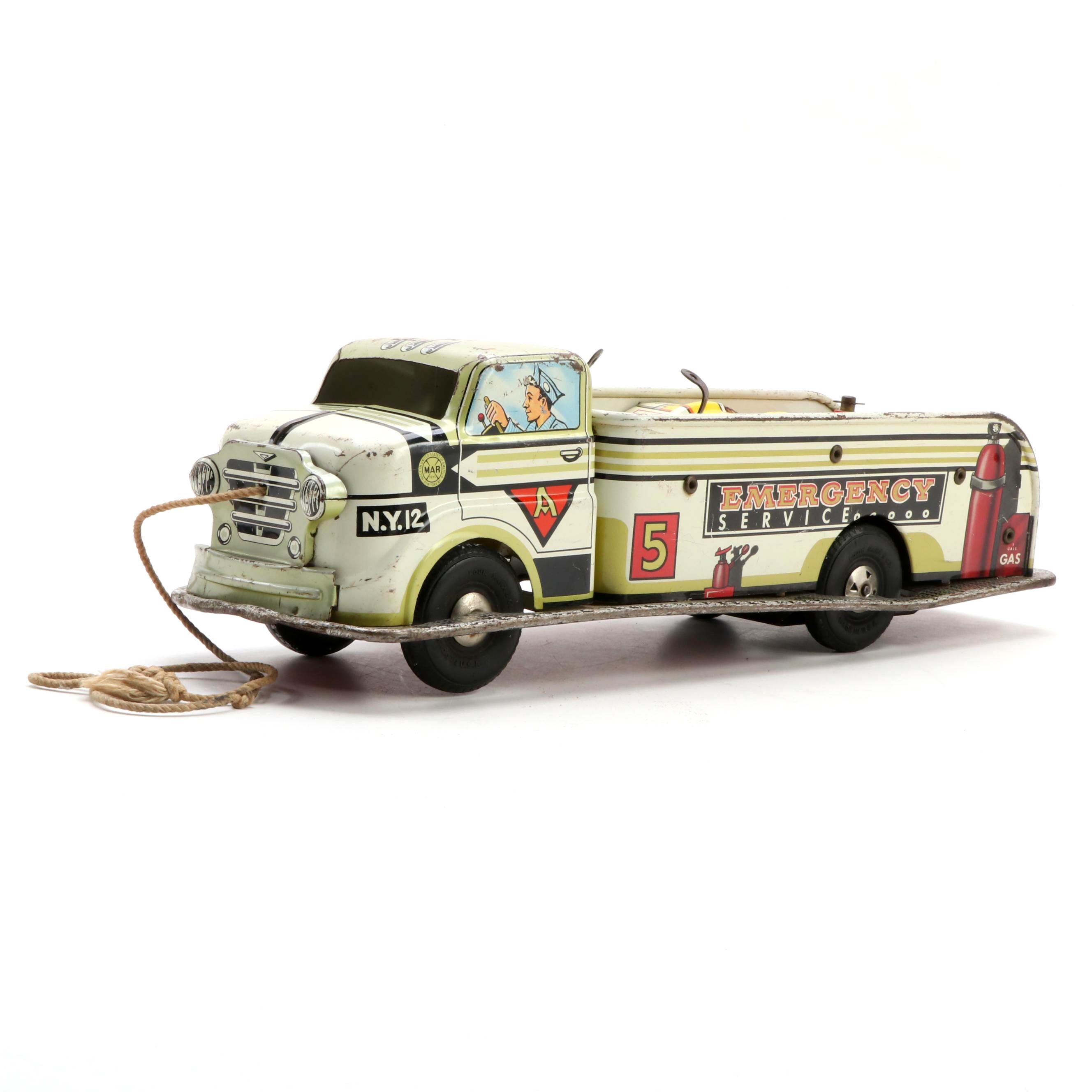 Marx Emergency Service Searchlight Battery Operated Tow Truck, 1950s | EBTH