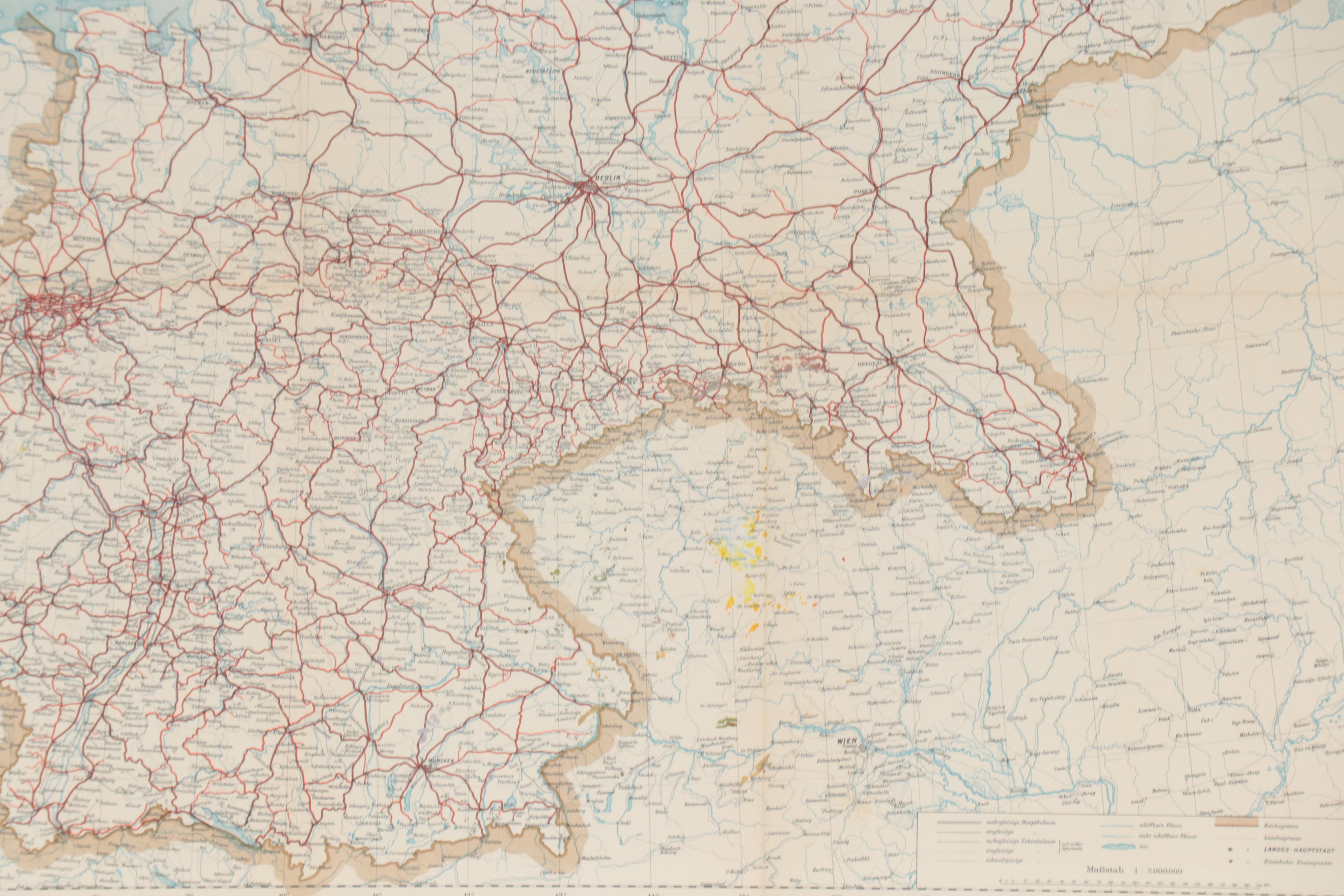 Lithograph Railroad Map "Die Eisenbahnen im Deutschen Reich," 1885 | EBTH