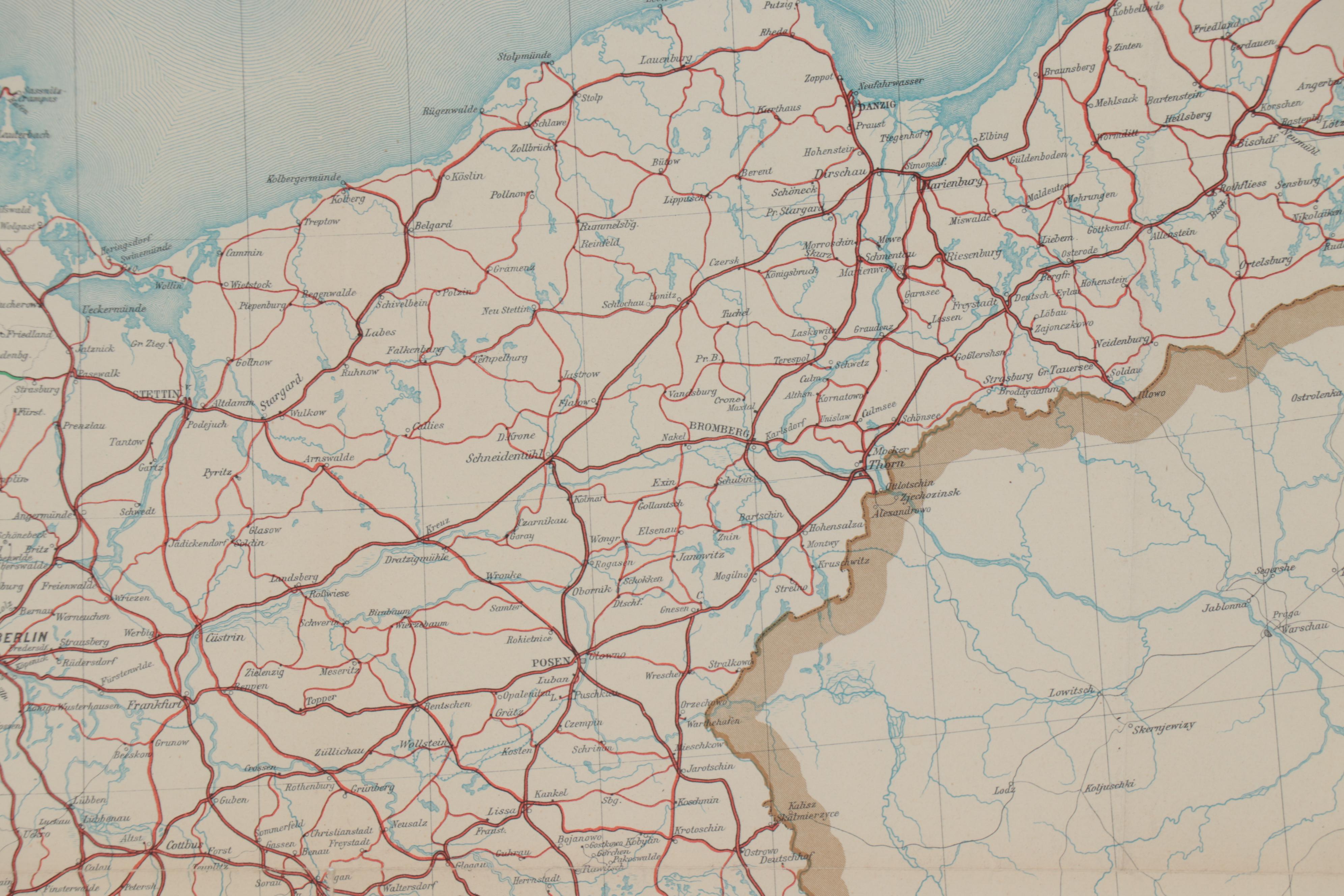Lithographic Railroad Map "Die Eisenbahnen im Deutschen Reich," 1914 | EBTH