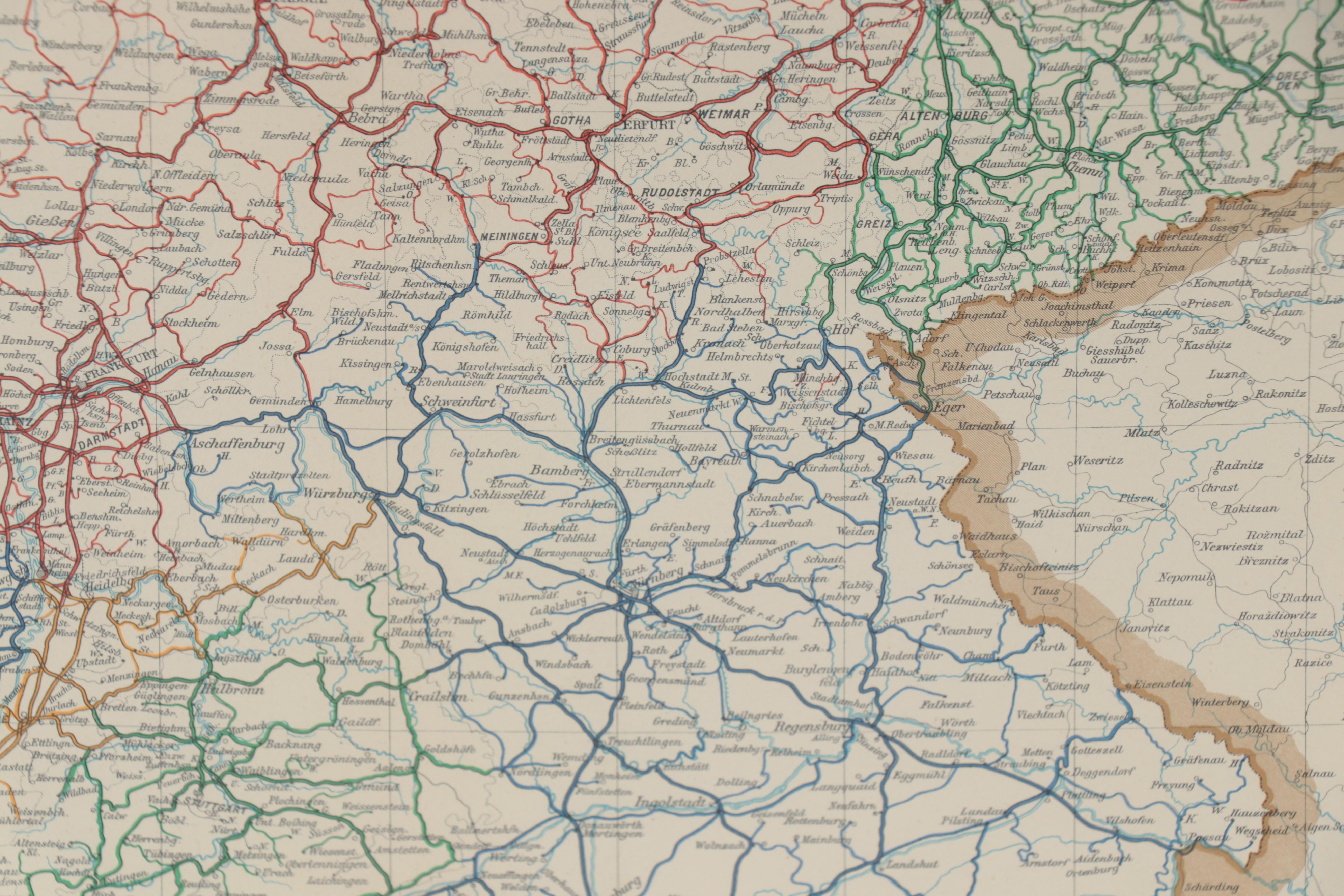 Lithographic Railroad Map "Die Eisenbahnen im Deutschen Reich," 1914 | EBTH