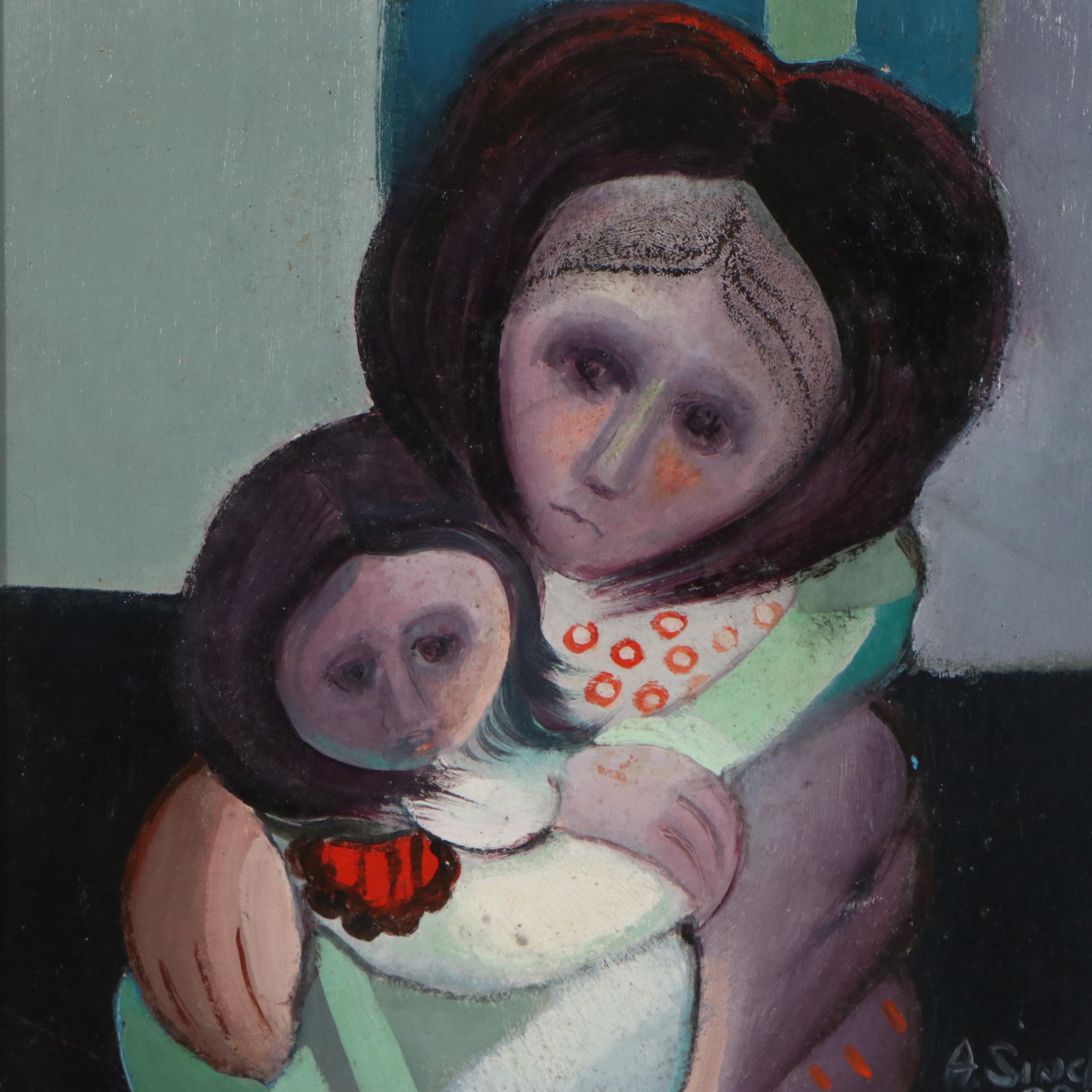 Alfredo Sinclair Oil Painting of Mother and Child, 1989 | EBTH