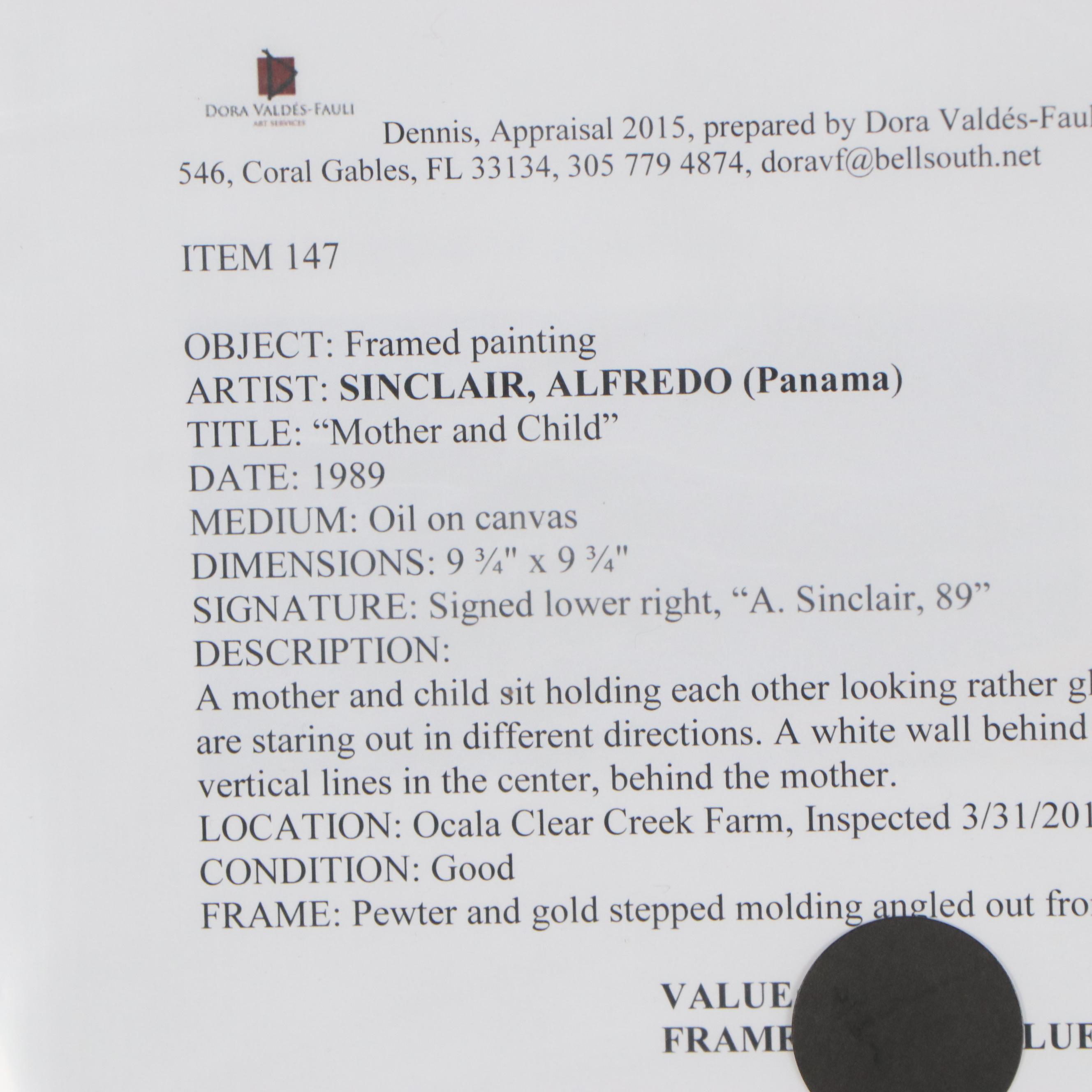 Alfredo Sinclair Oil Painting of Mother and Child, 1989 | EBTH