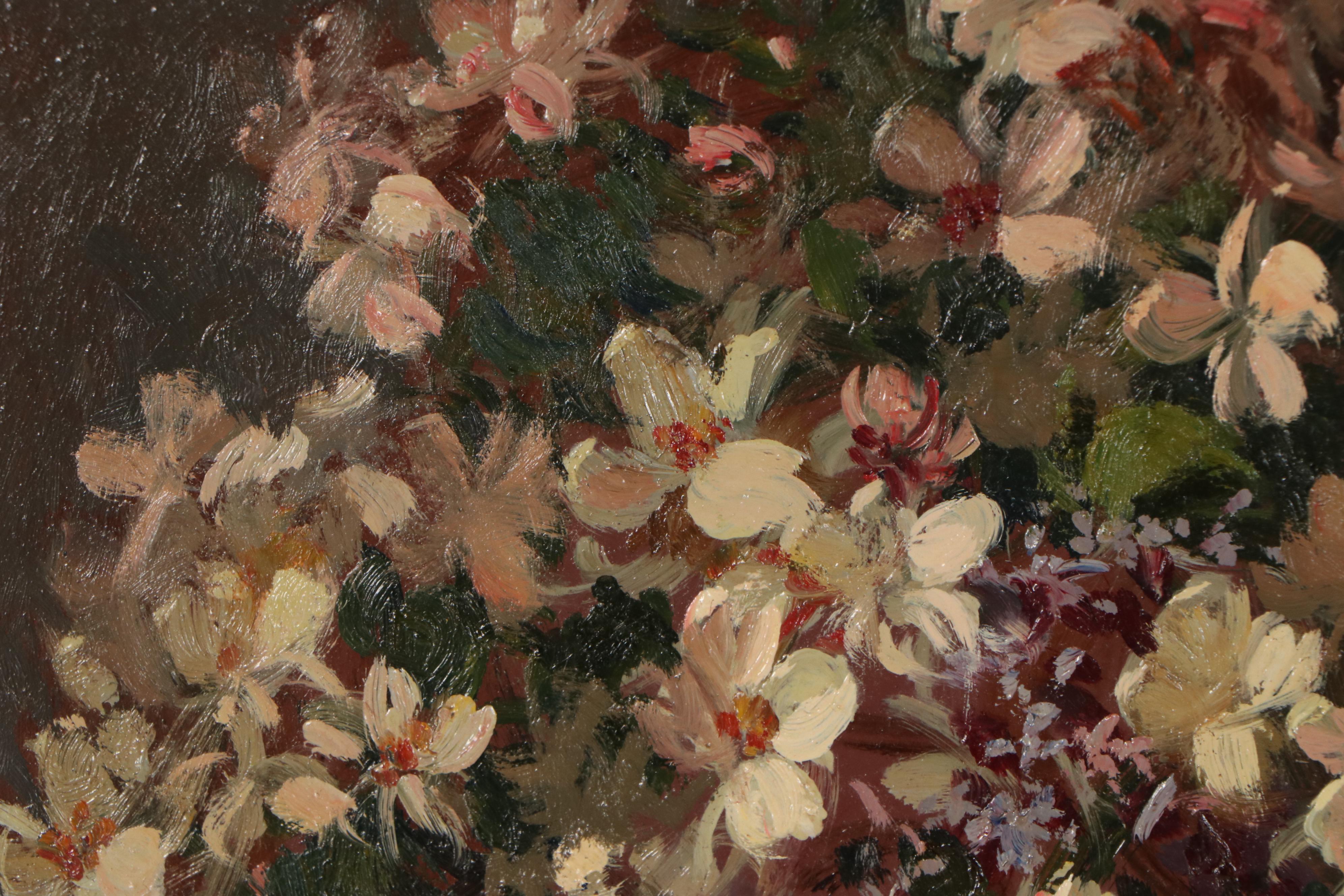 Rudy Colao Oil Painting "Apple Blossom Bouquet," Mid to Late 20th ...
