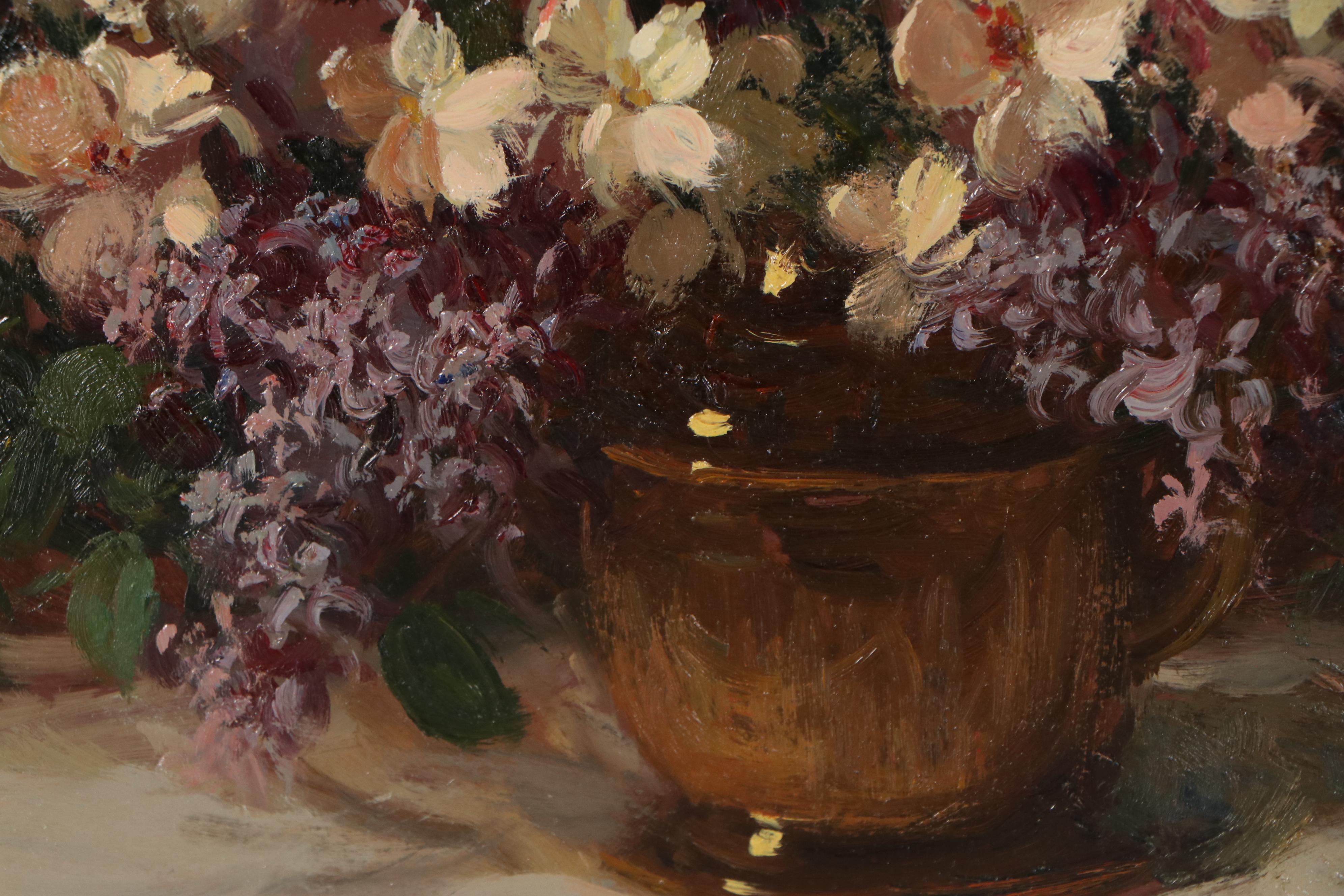 Rudy Colao Oil Painting "Apple Blossom Bouquet," Mid to Late 20th ...